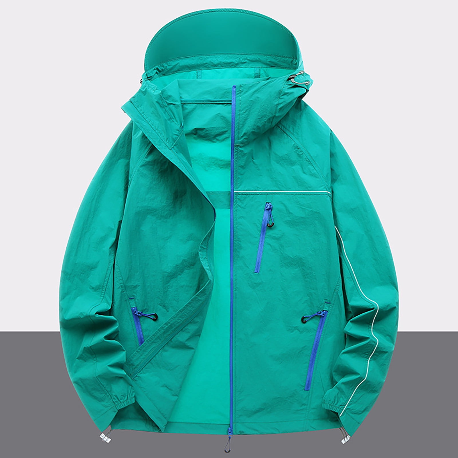 Aobny Plain Mens Shirts Waterproof Rain Jacket T-Shirts Hooded Long ...