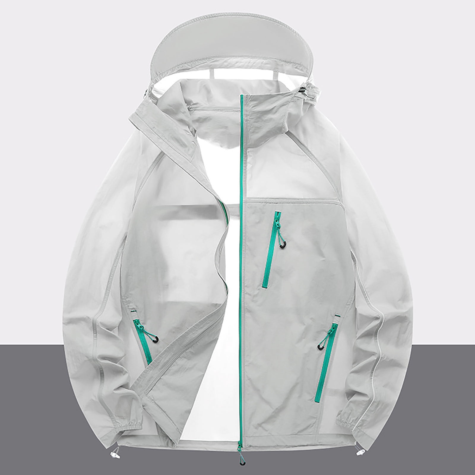 Aobny Plain Mens Shirts Waterproof Rain Jacket T-Shirts Hooded Long ...