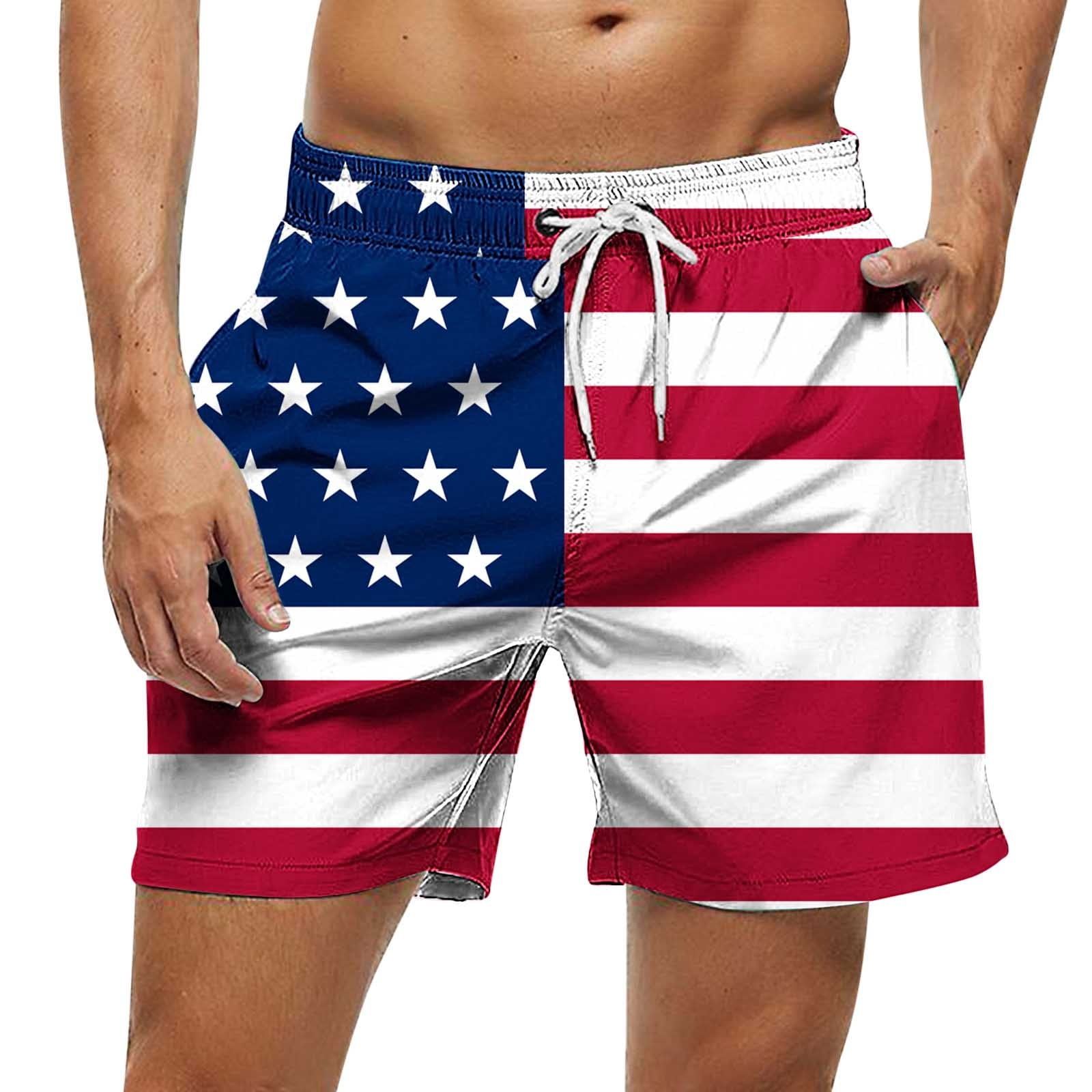Aobny Plus Size Swimsuit for Men Men's Swimwear Bottoms Patriotic ...