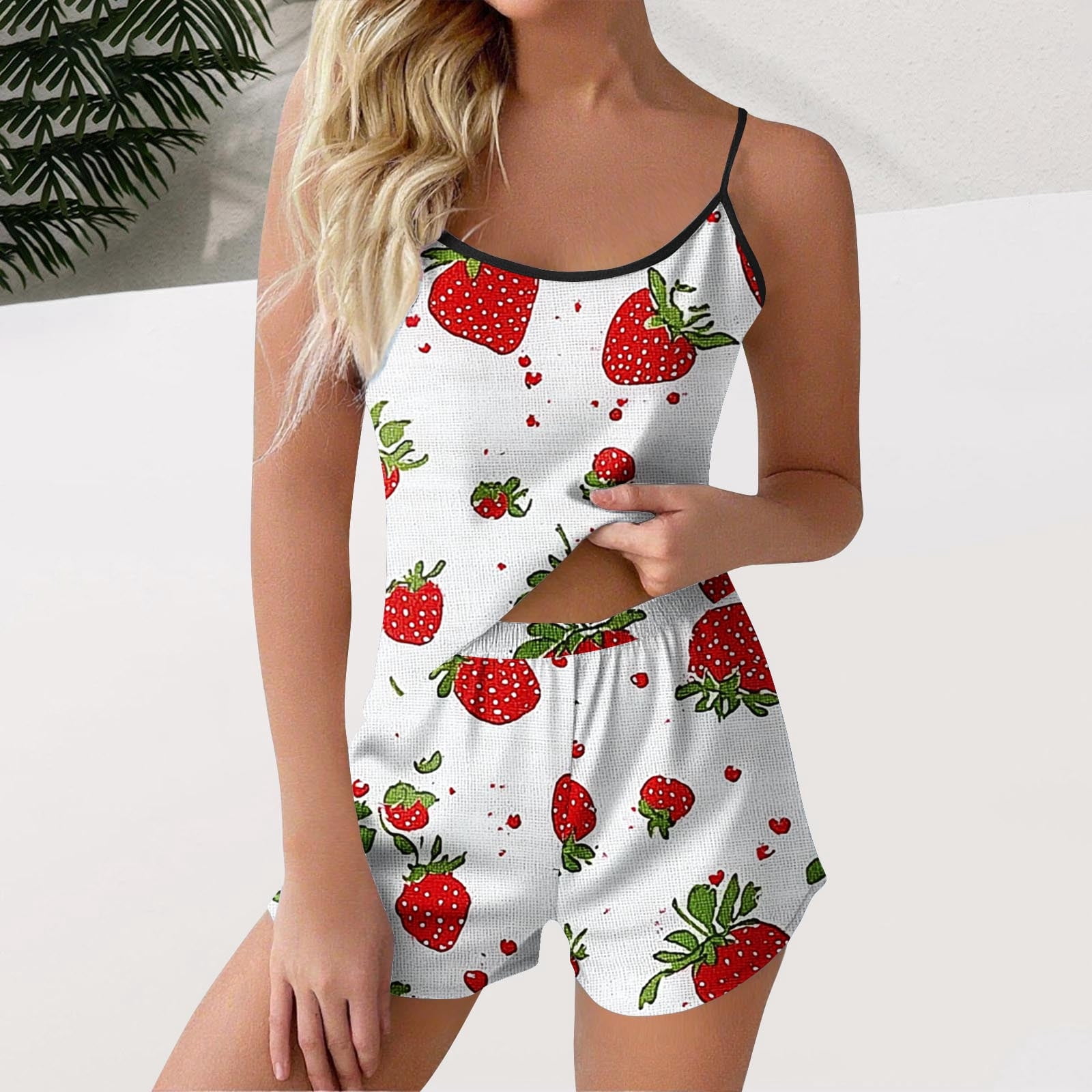 Aobny Red Family Christmas Pajamas Strawberry Women's Plus Cooling Cami ...