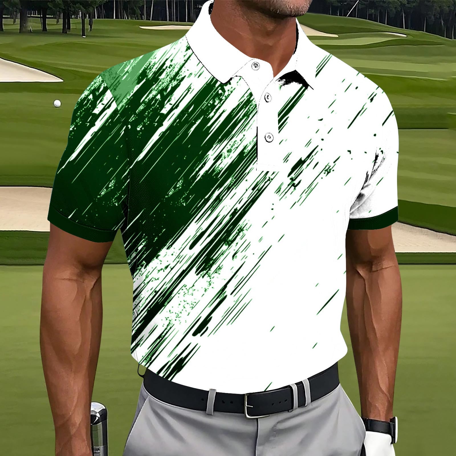 Aobny Short Sleeve Birthday Shirt Oversized Collared Button Up Green T ...