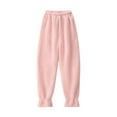 Aobny Sleeping Pajamas for Women Fleece Fuzzy Pink Cuffed Ankle Solid ...