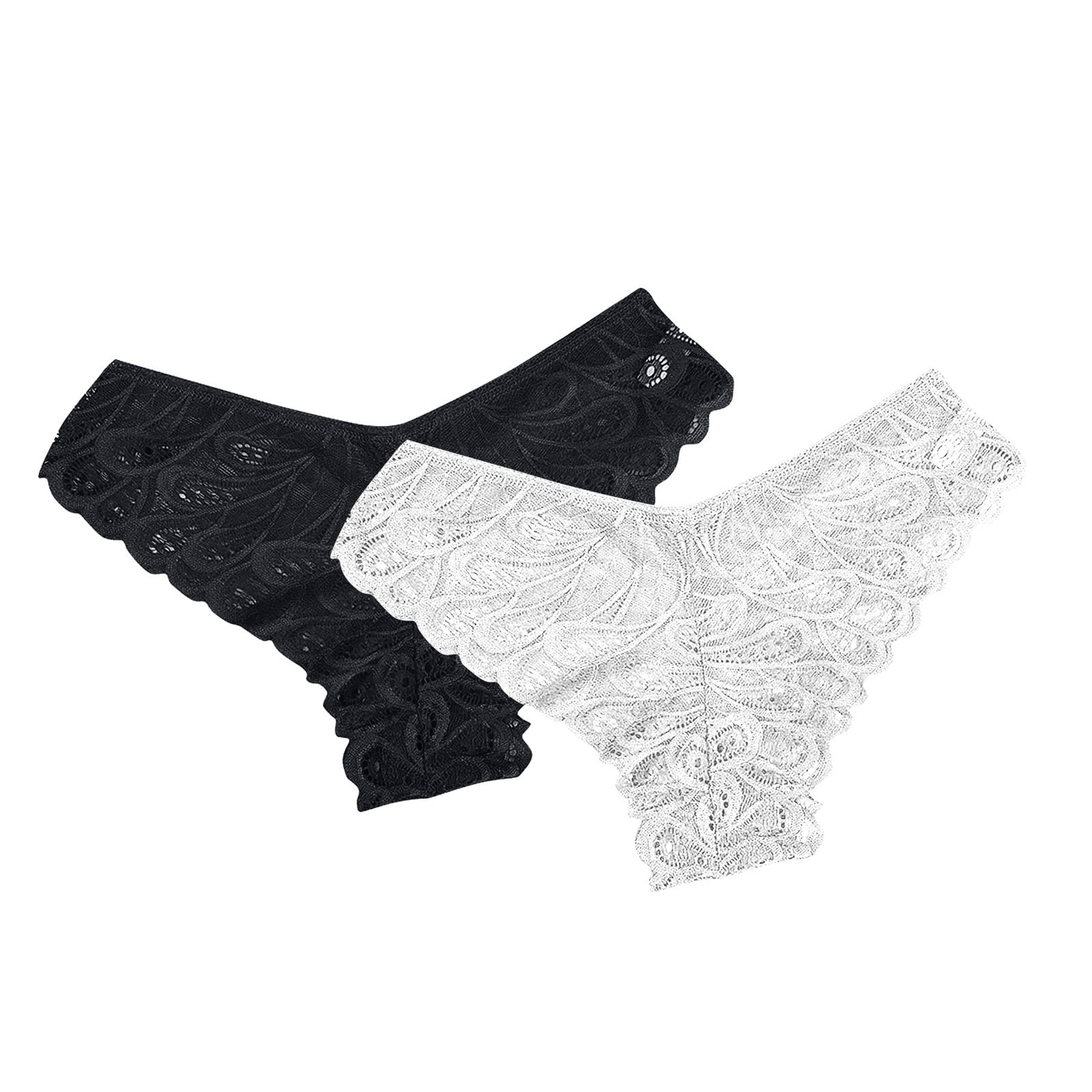 Aobny Soft Womens Panties White 2 Pack Thong Lace Solid Cheeky Fashion