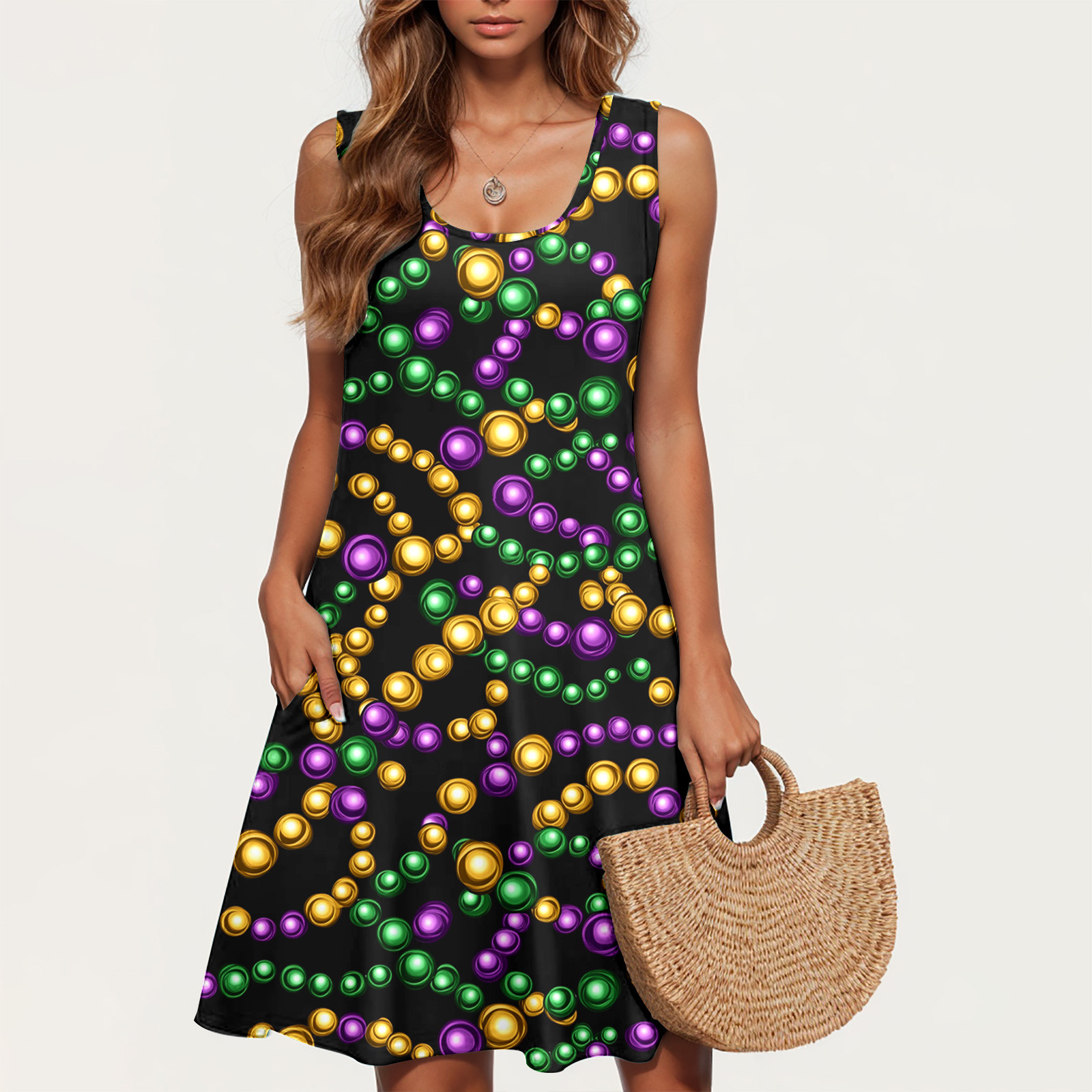 Aobny Special Occasion Cute Spring Dresses for Women Black Colorful ...