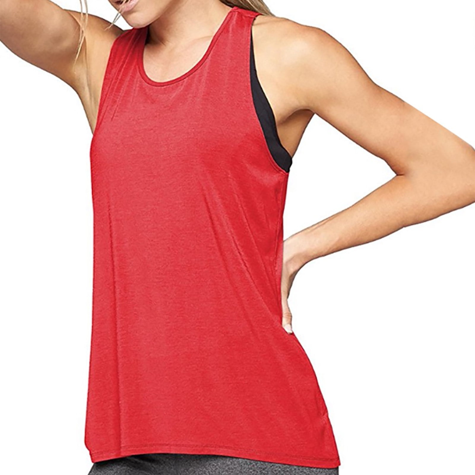 Aobny Spring Leisure Women's Tank Tops Running Red Workout Tops Cross ...