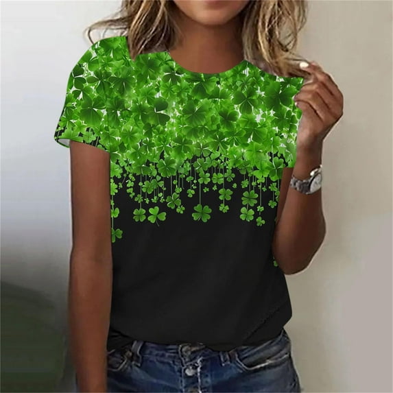 Aobny St Patrick's Womens T Shirts Irish Tops Pullover Short Sleeve ...