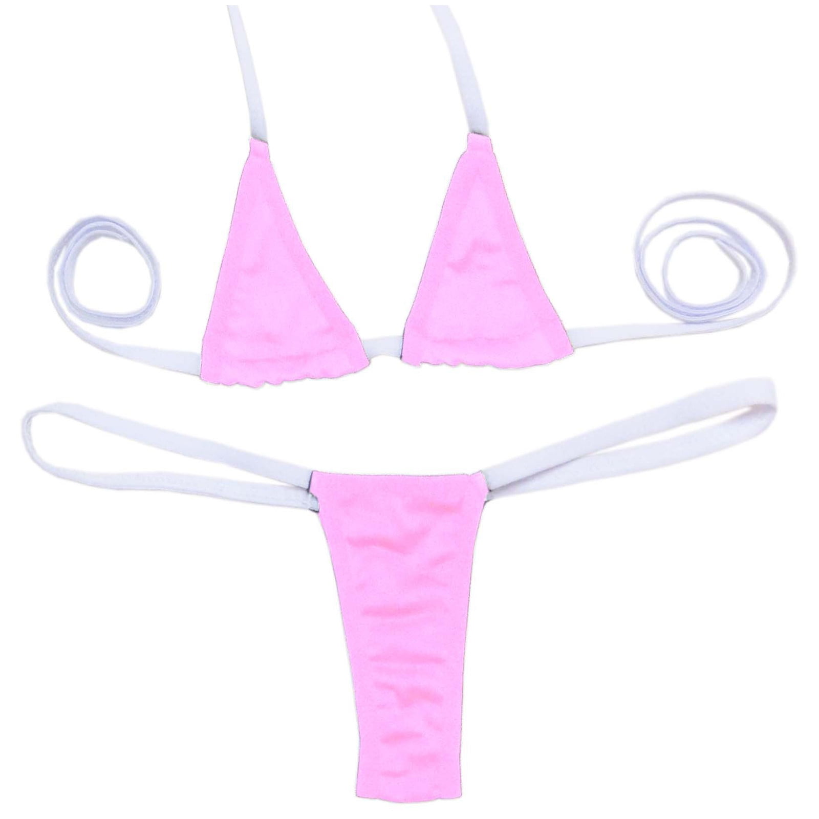 Aobny String Spring Women's Swimsuit Sets Pink Sheer Panties Triangle ...