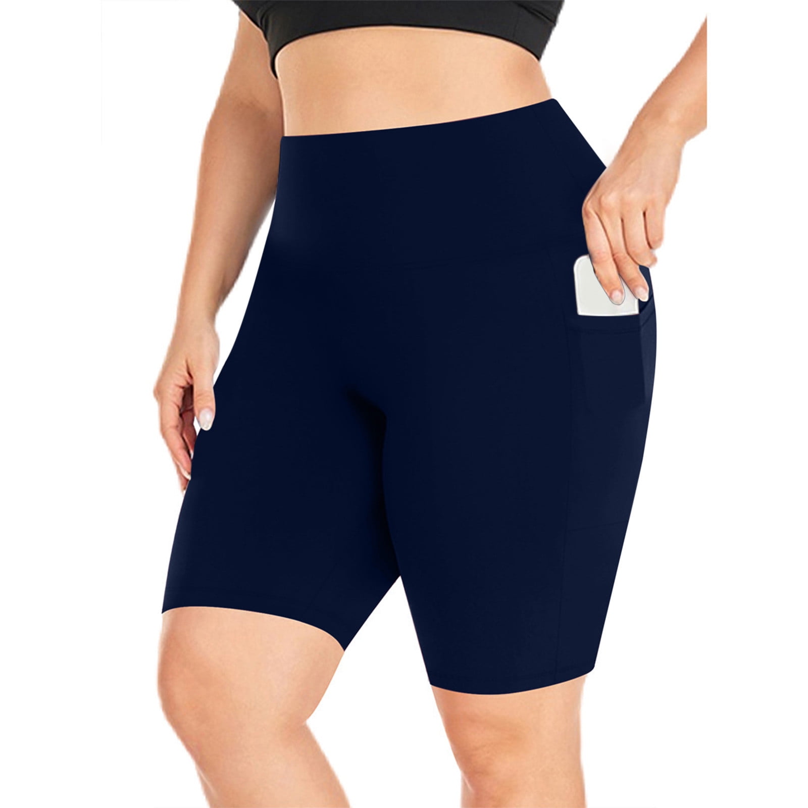 Aobny Summer Women's Shorts Blue Plus Size Bike Shorts Spandex for ...