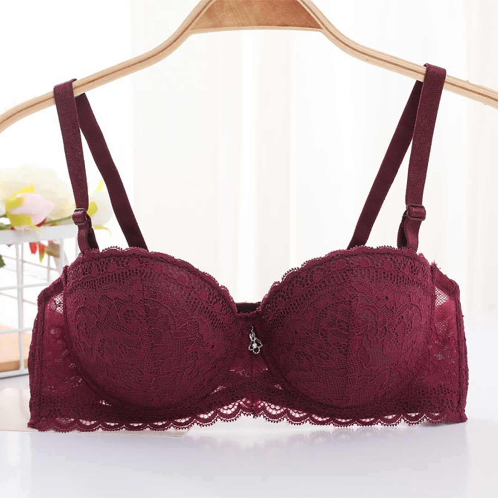 Aobny Supportive Bras for Woman Red Push Up Balconette Underwear Lift ...