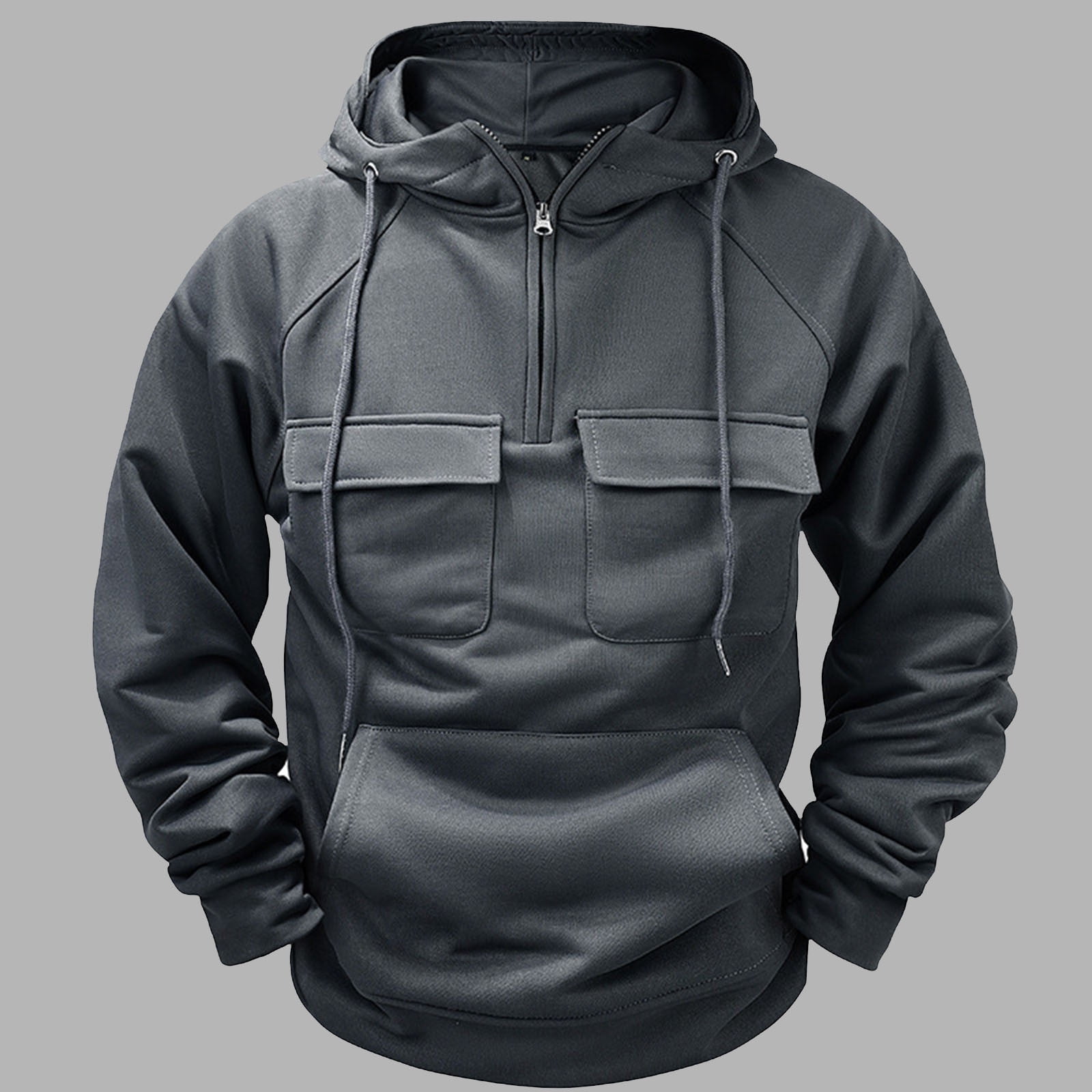 Aobny Tactical Hoodie for Men Plain Hooded Gray Shirt Men Shirts for ...