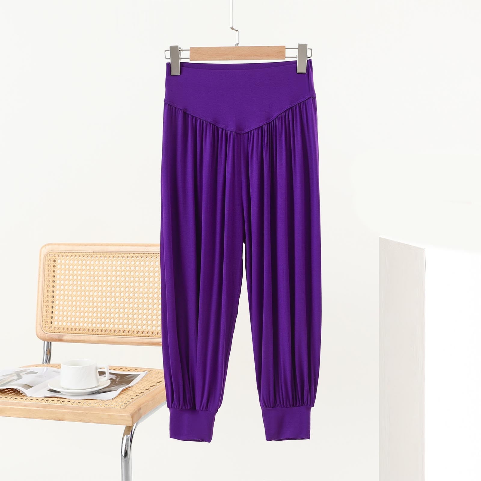 Aobny Track Womens Lounge Pants Yoga Purple Pants Joggers Cropped High ...