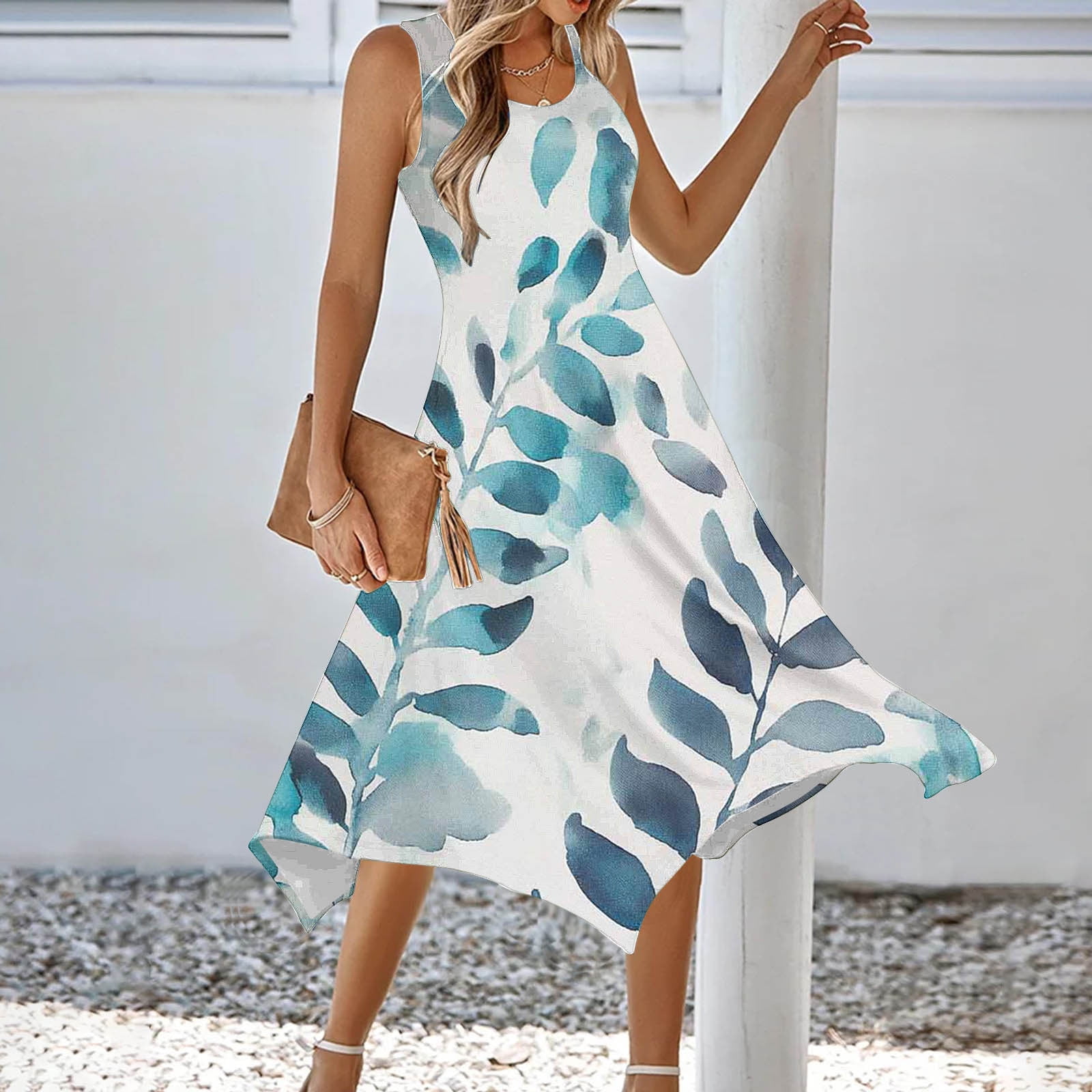 Aobny Trendy Dresses for Women 2025 Sunday Shift White Sundress Tea ...