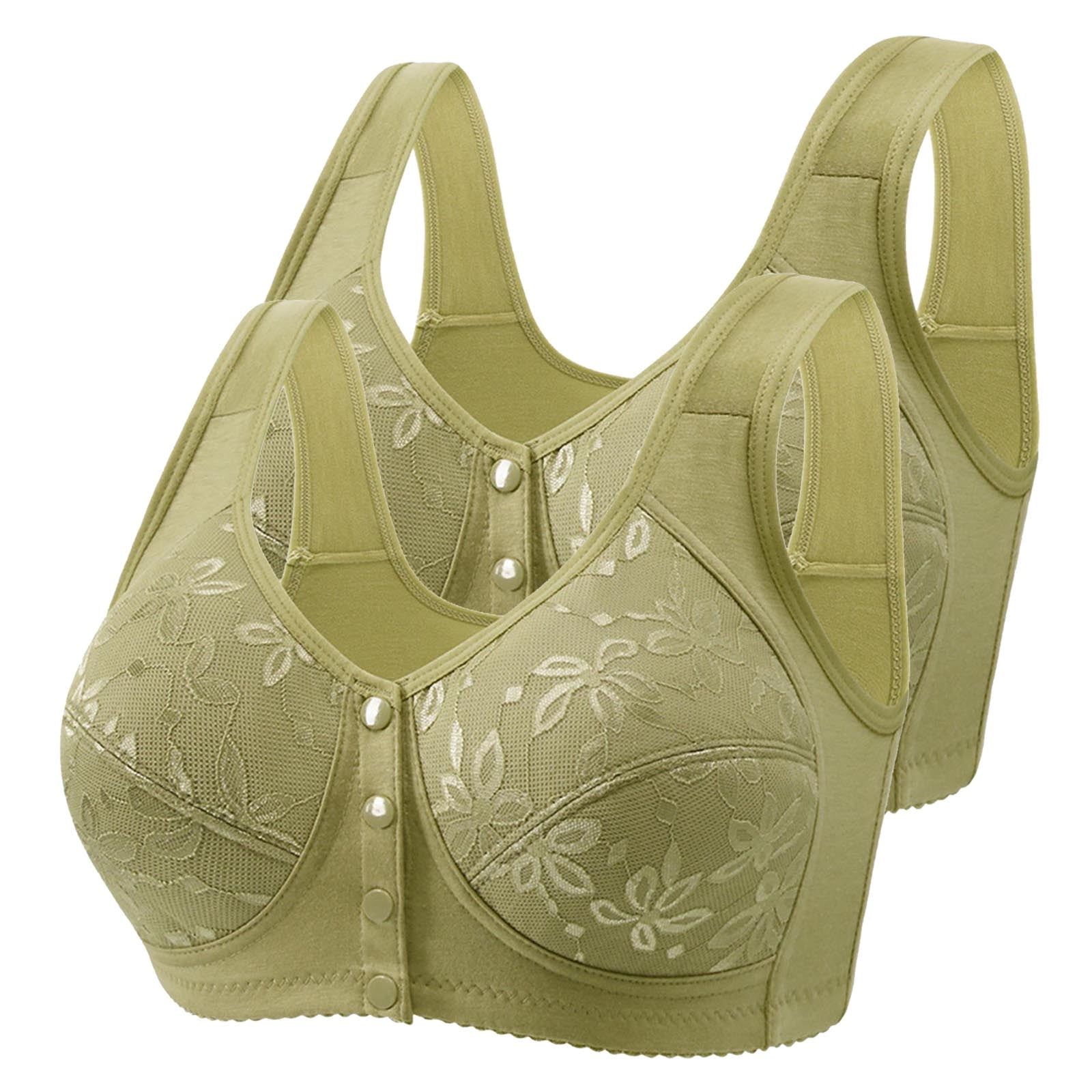 Aobny Trendy Women's Bras 2 Pack Nylon Green Brassieres Bralette Lace ...
