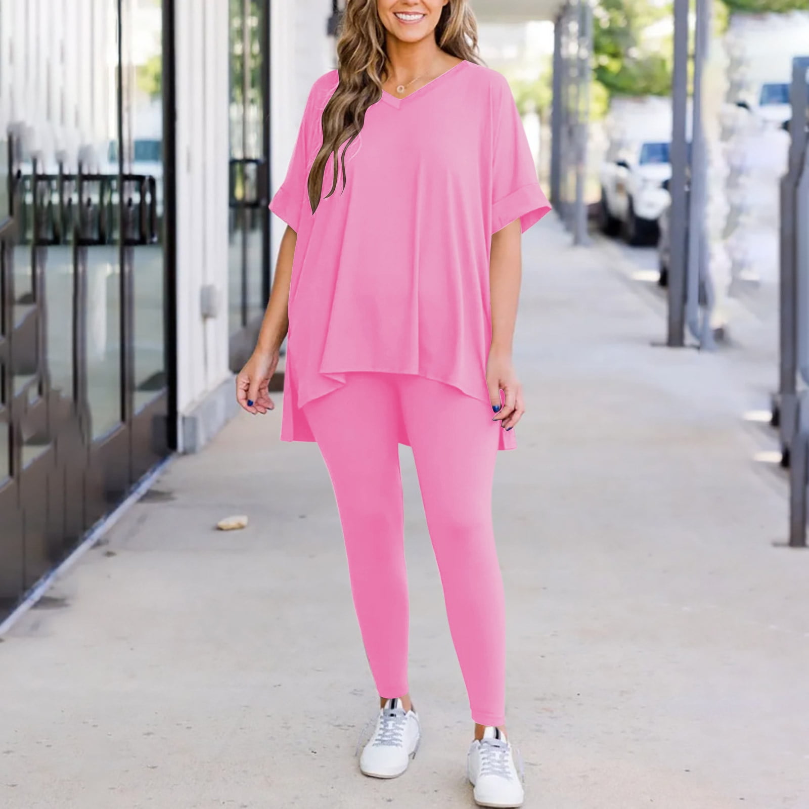 Aobny Trendy Women's Pajamas Comfy Pink Compression Sleepwear Sets ...