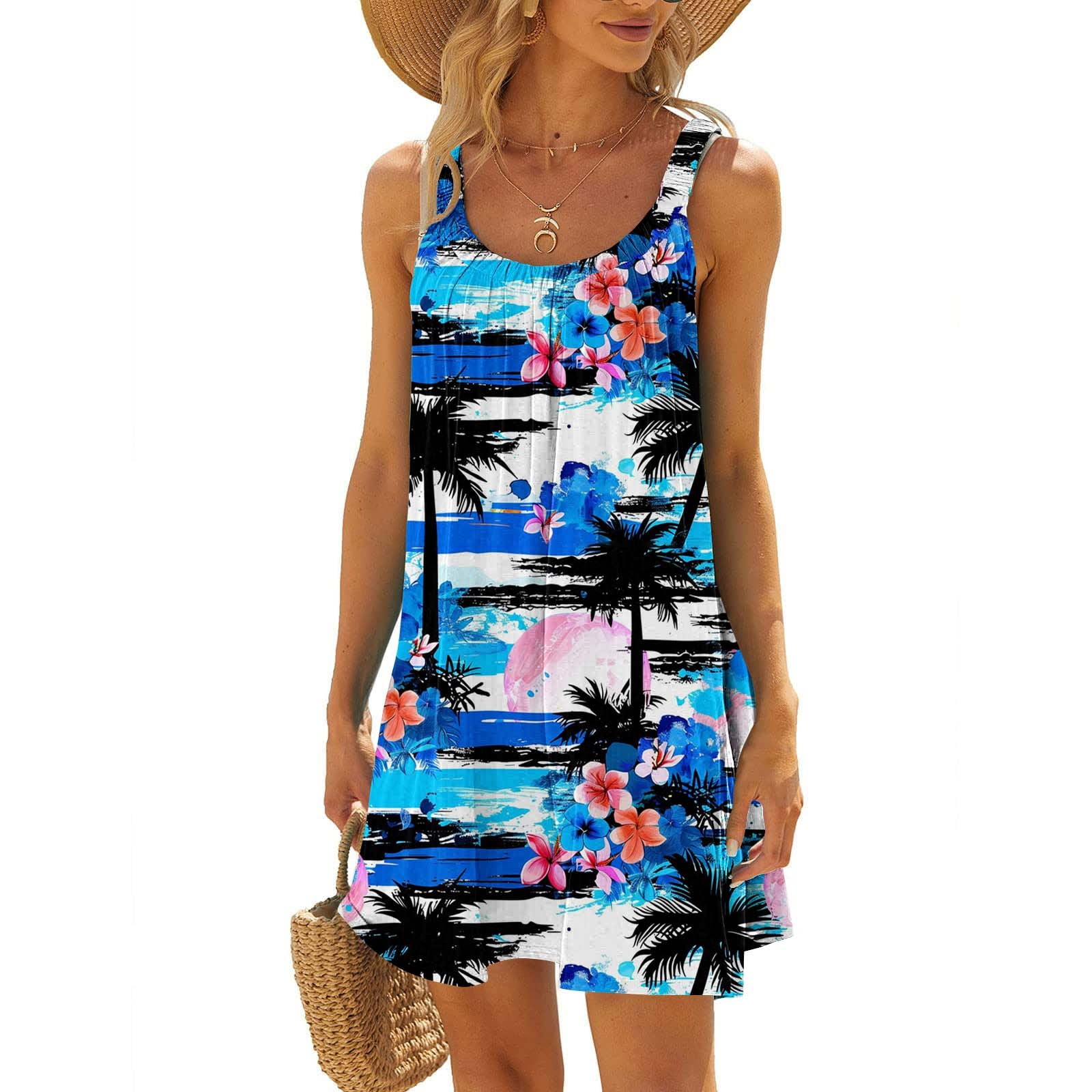 Aobny Tropical Spring Dresses for Women 2025 Resort Hawaiian Sundress ...