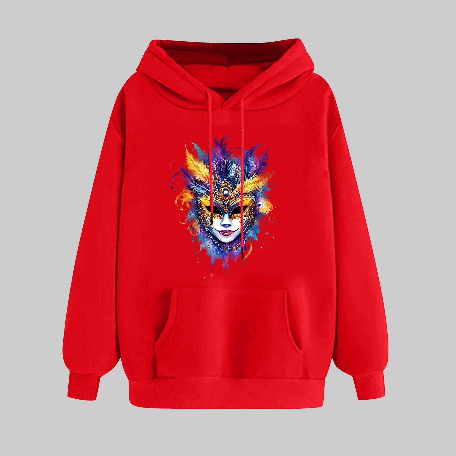 Aobny Winter Casual Hoodies for Women's Festival Red Hoodie Hooded Long ...