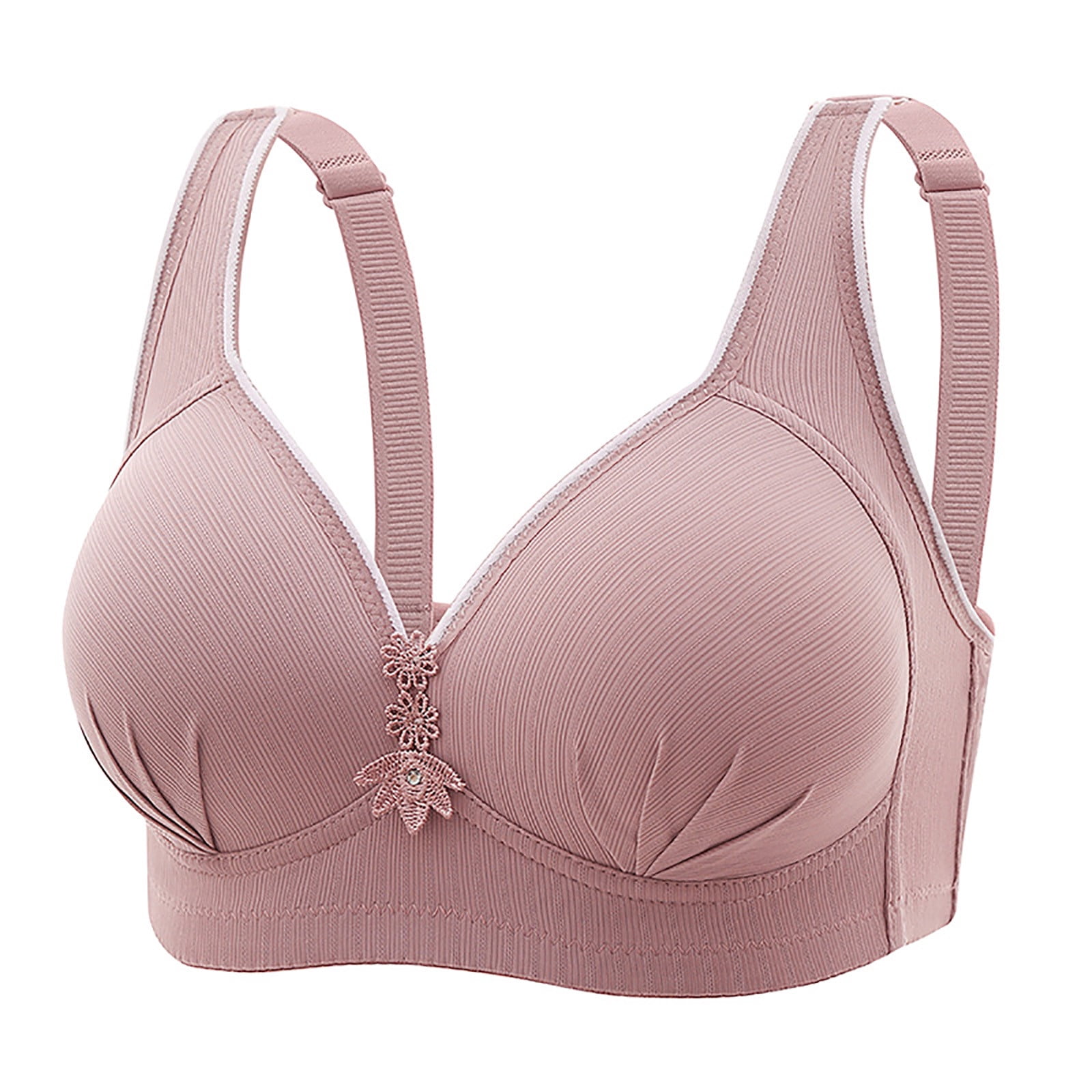 Aobny Wireless Cute Women's Bras Nylon Pink Brassieres Lift Solid ...