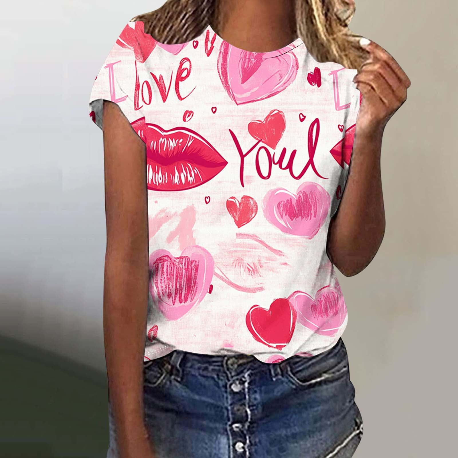 Aobny Women's Plus Casual T-Shirt Oversized Comfort Tees Short Sleeve ...