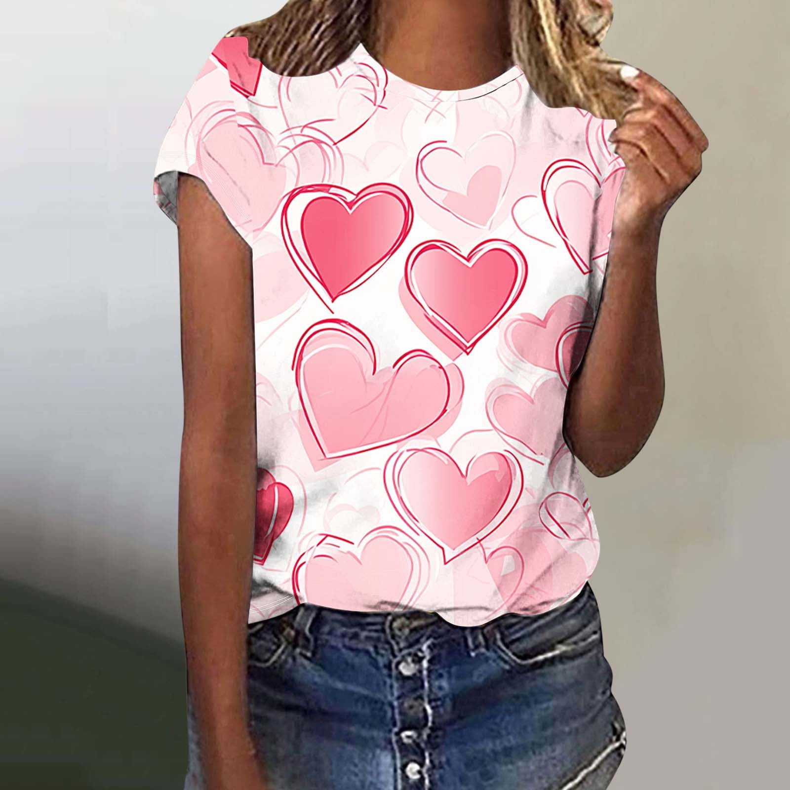 Aobny Women's Plus Casual T-Shirt Work Oversized Tees Short Sleeve ...