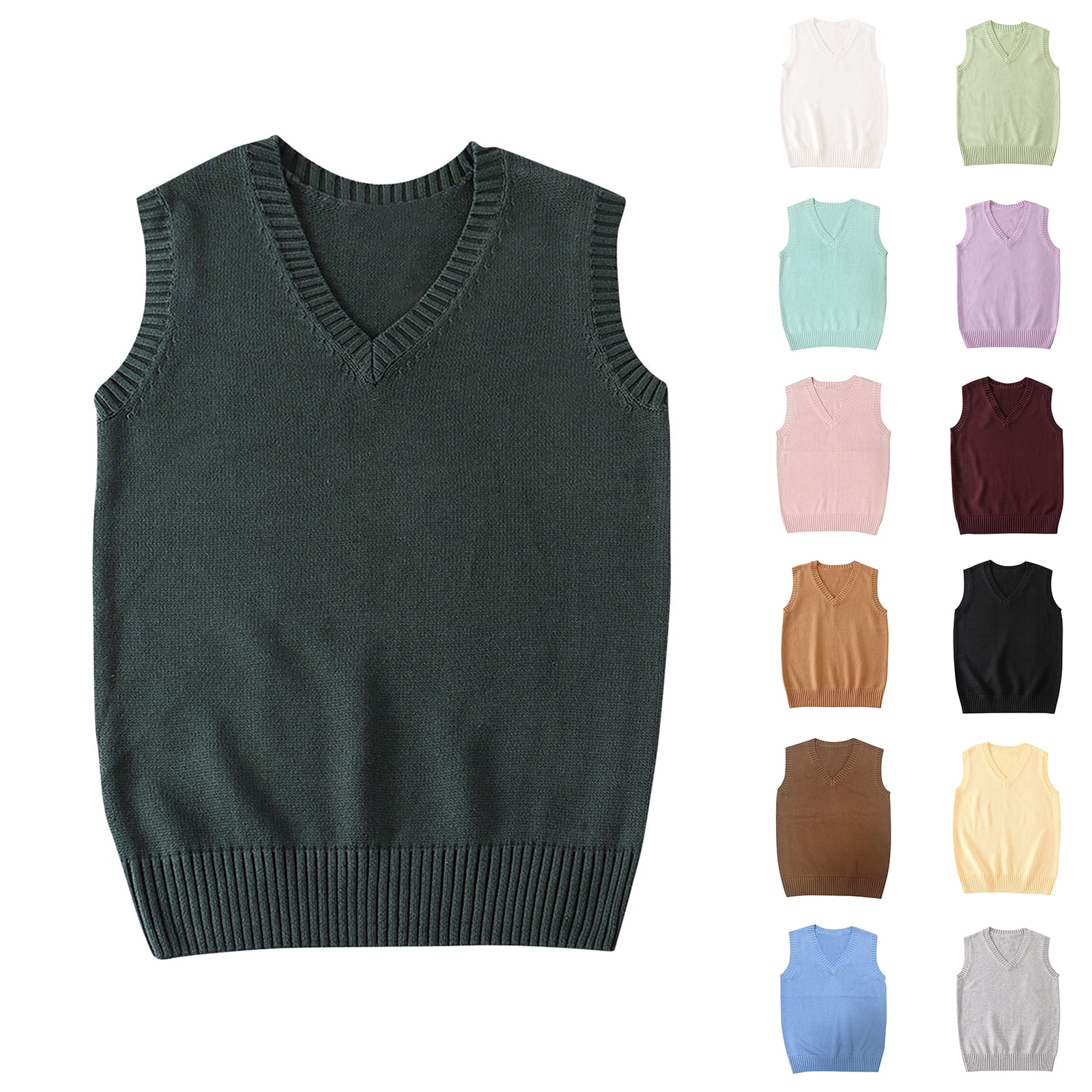 Aobny Womens Light Sweater Vests Trendy Warm Tops V-Neck Sleeveless ...