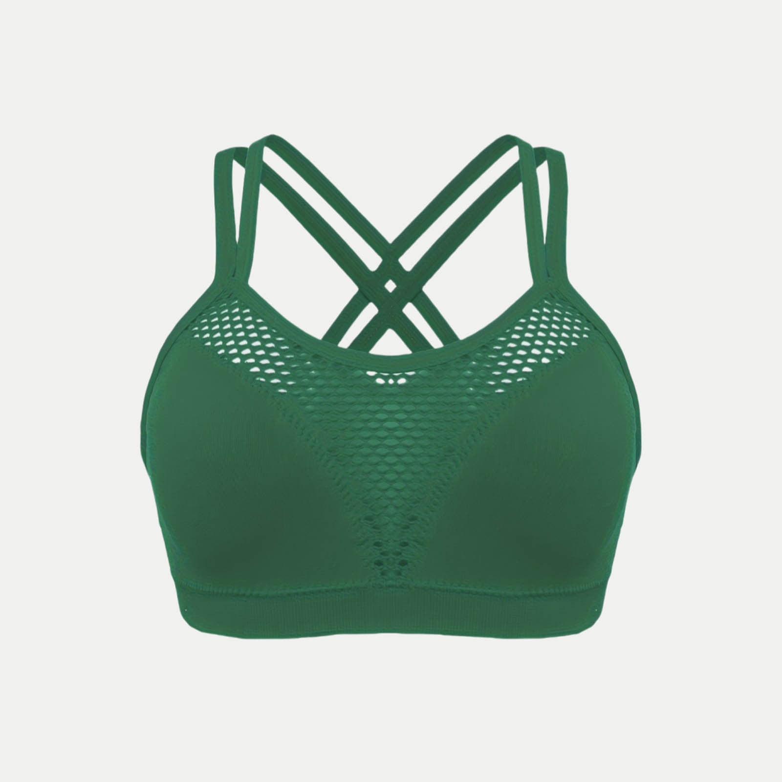 Aobny Workout Fancy Women's Plus Bras Nylon Green Sport Solid Cross ...