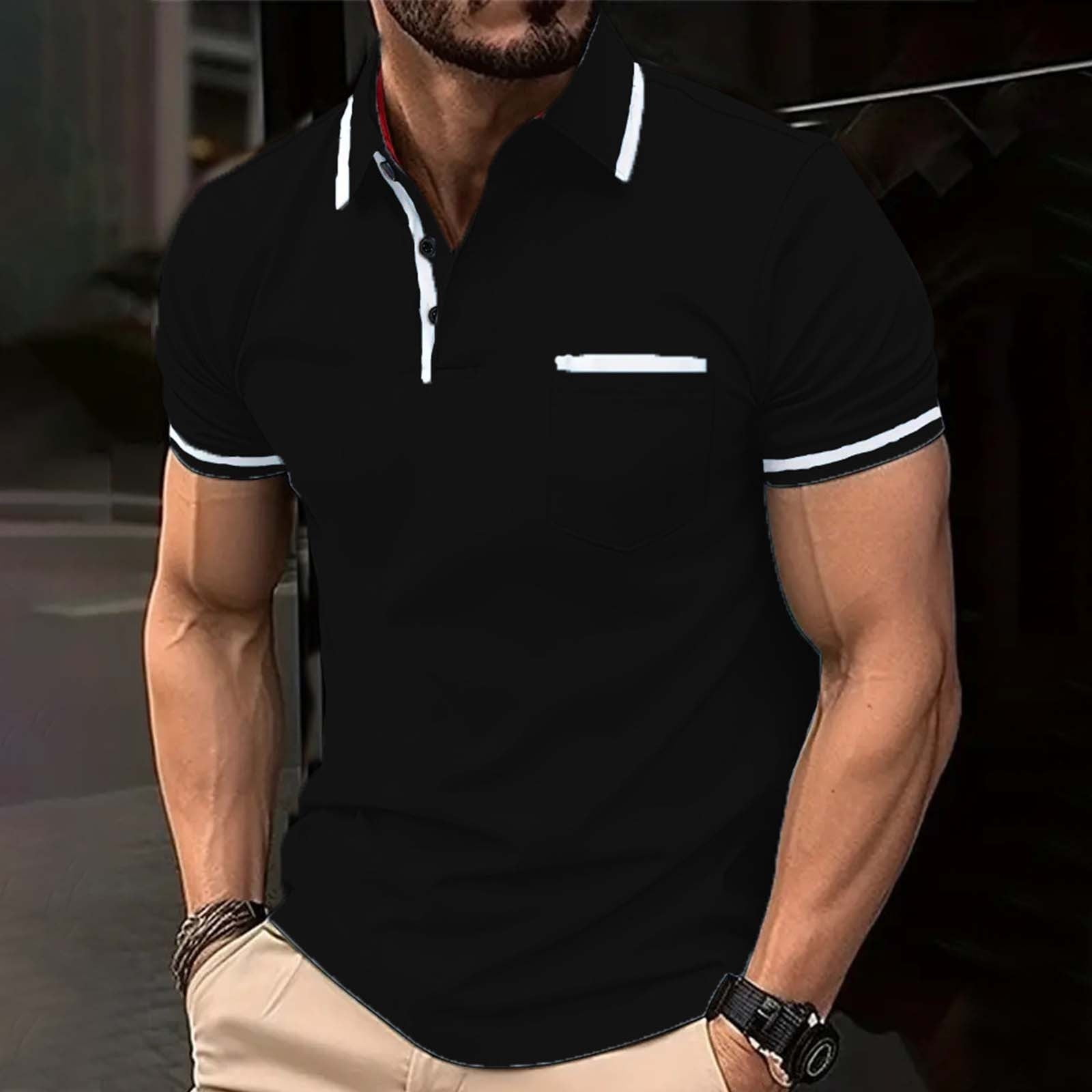 Aobny with Pocket Summer Tops Button Up Black Short Sleeve Collared ...