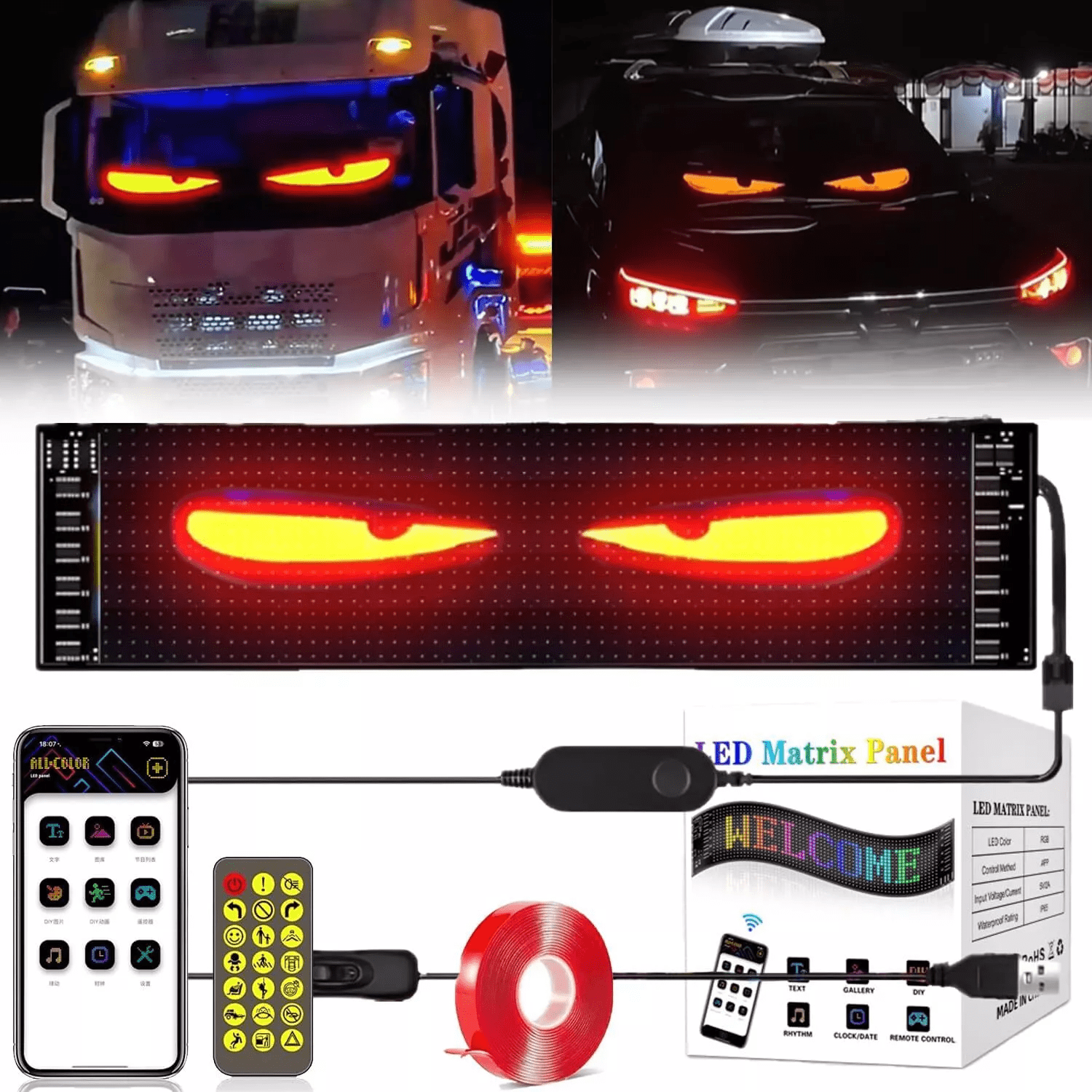 Aochuangtai Truck-Specific Devil's Eye LED-Screen Car Eye Light Truck Dynamic LED Light ...