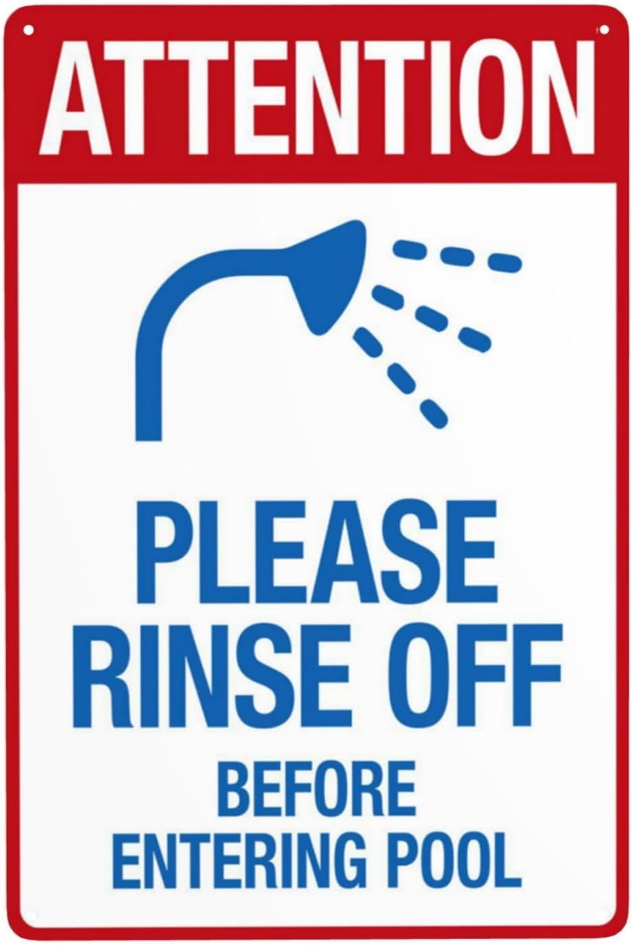 AociSuki Attention Please Rinse Off Before Entering Pool Sign Pool ...