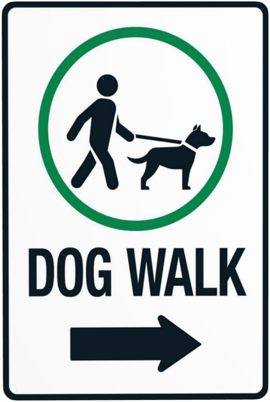 AociSuki Dog Walk With Right Arrow Sign Dog Leash Signs Warning Metal ...