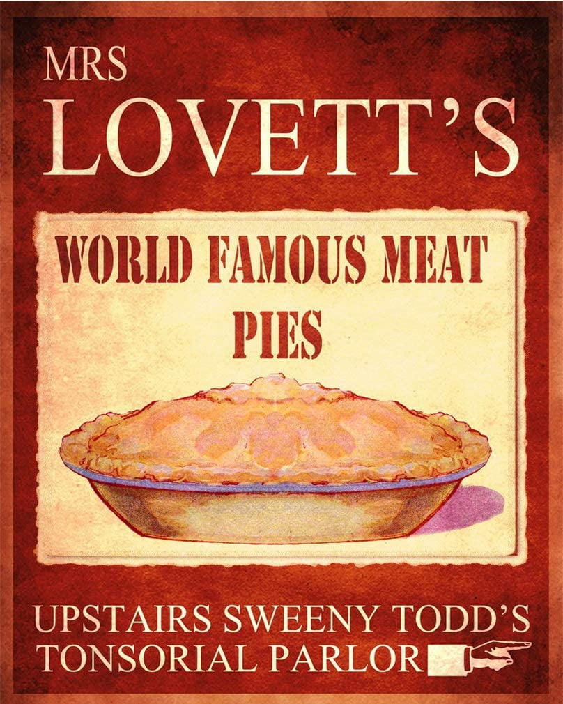 AociSuki Mrs Lovett's Worlds Famous Meat Pies Sweeny Todd METAL Wall ...