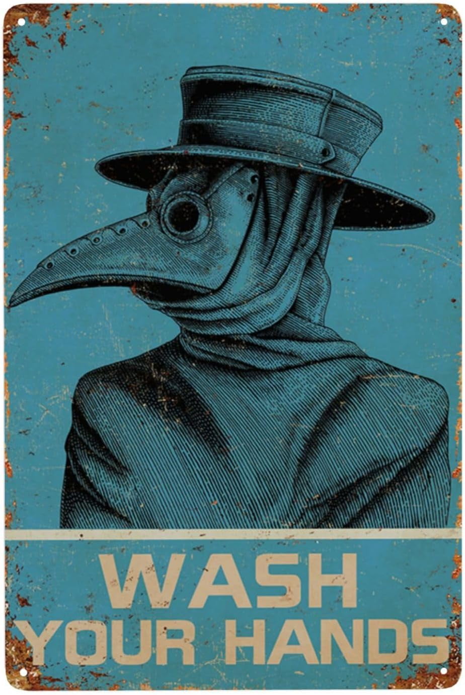 AociSuki Plague Doctor Wash Your Hands Metal Sign, Goth Bathroom Poster ...