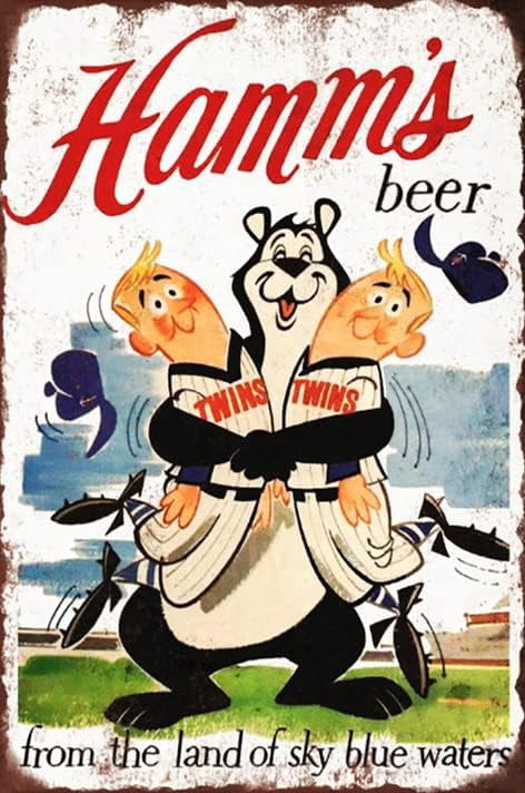 AociSuki Vintage Metal tin Sign Hamms Beer Bears Twins Sign Exterior ...