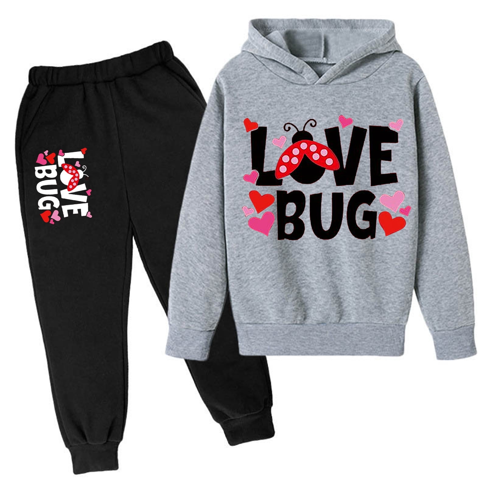 Fgnfyis Boys Outfit Sets Valentines Day Hooded Printed Long Sleeve Suit ...