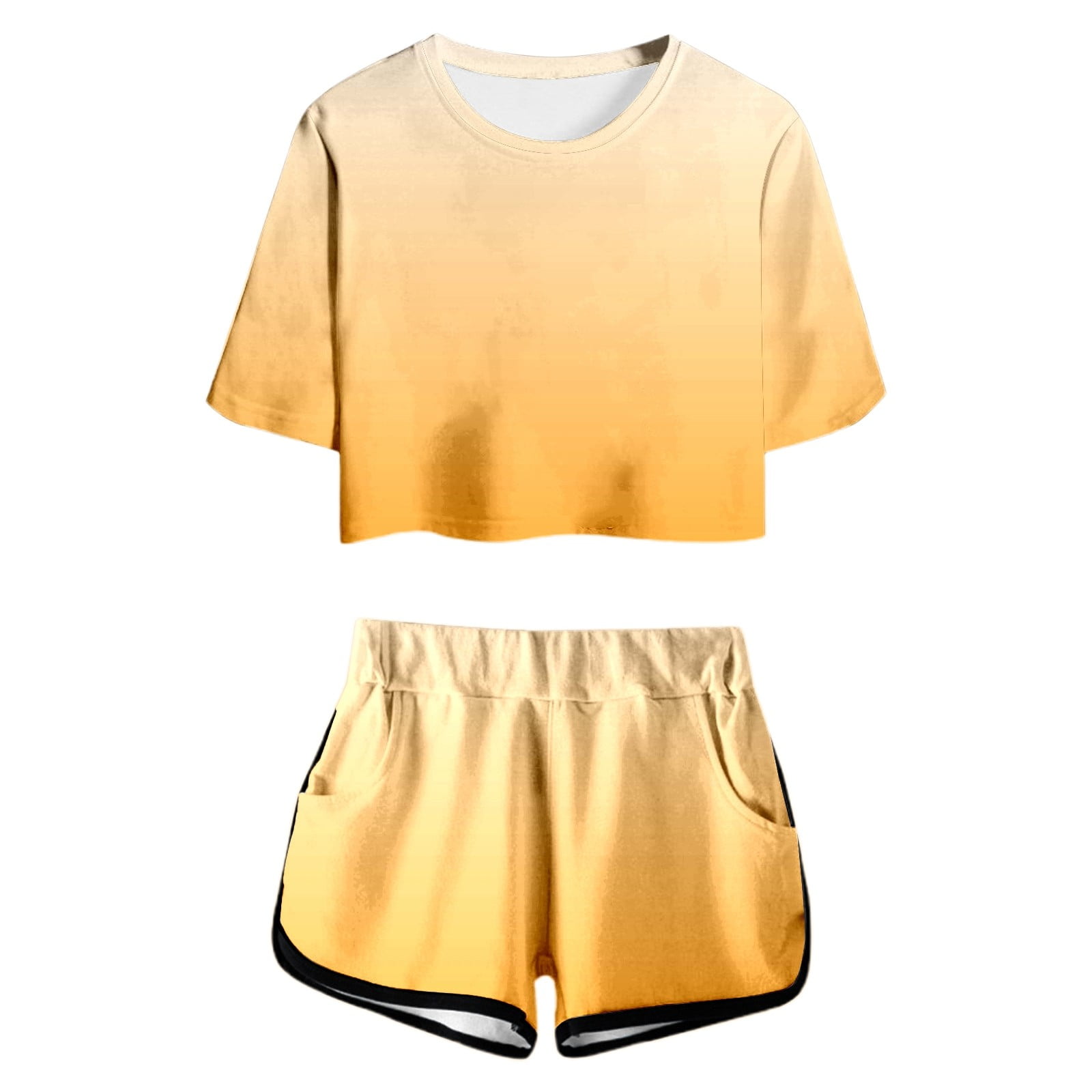 Fgnfyis Girls Casual Set Summer Print Short Sleeve Top and Shorts Set ...