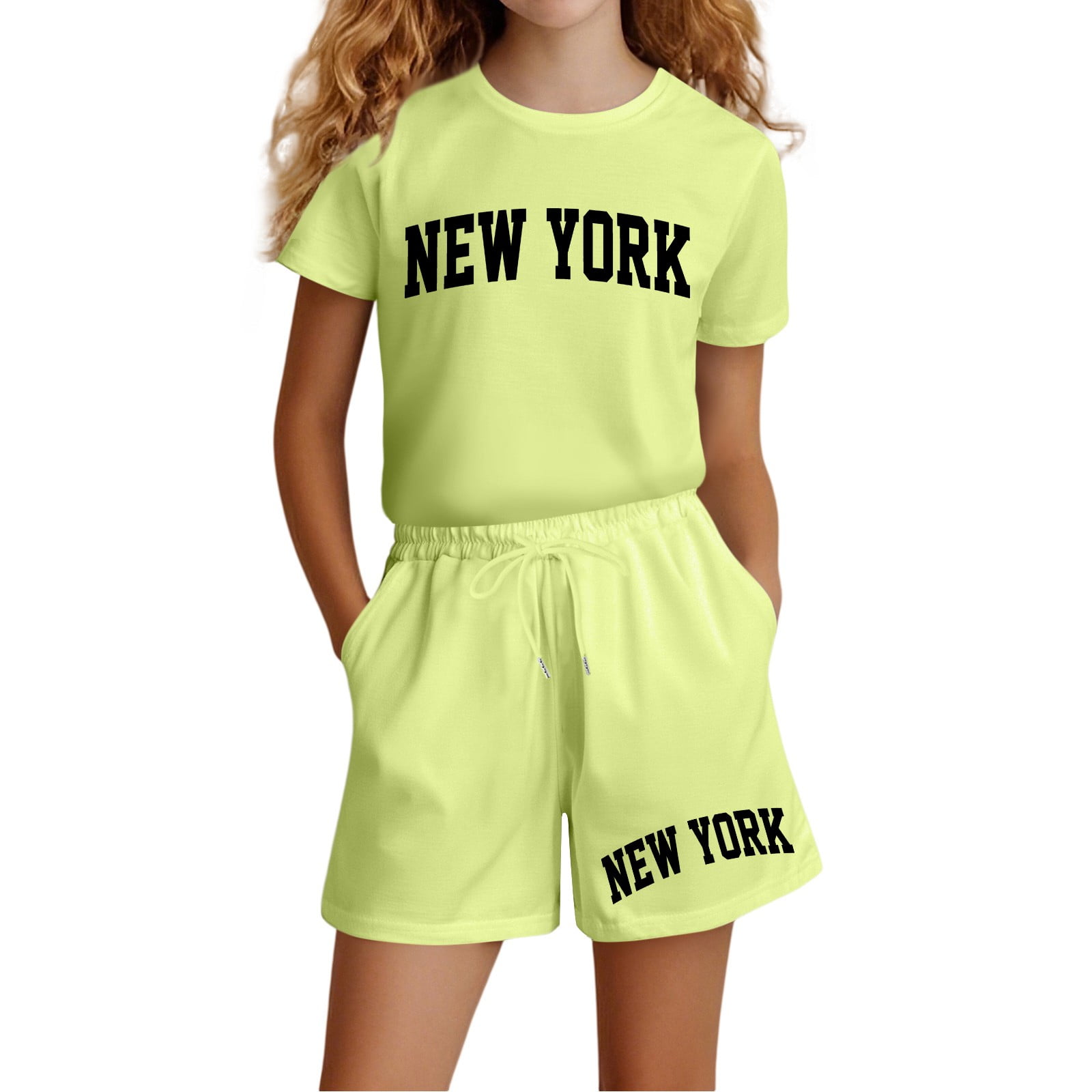 Aocisk Girls Outfit Sets Summer Casual Short Sleeve Set for Tee Shirts ...