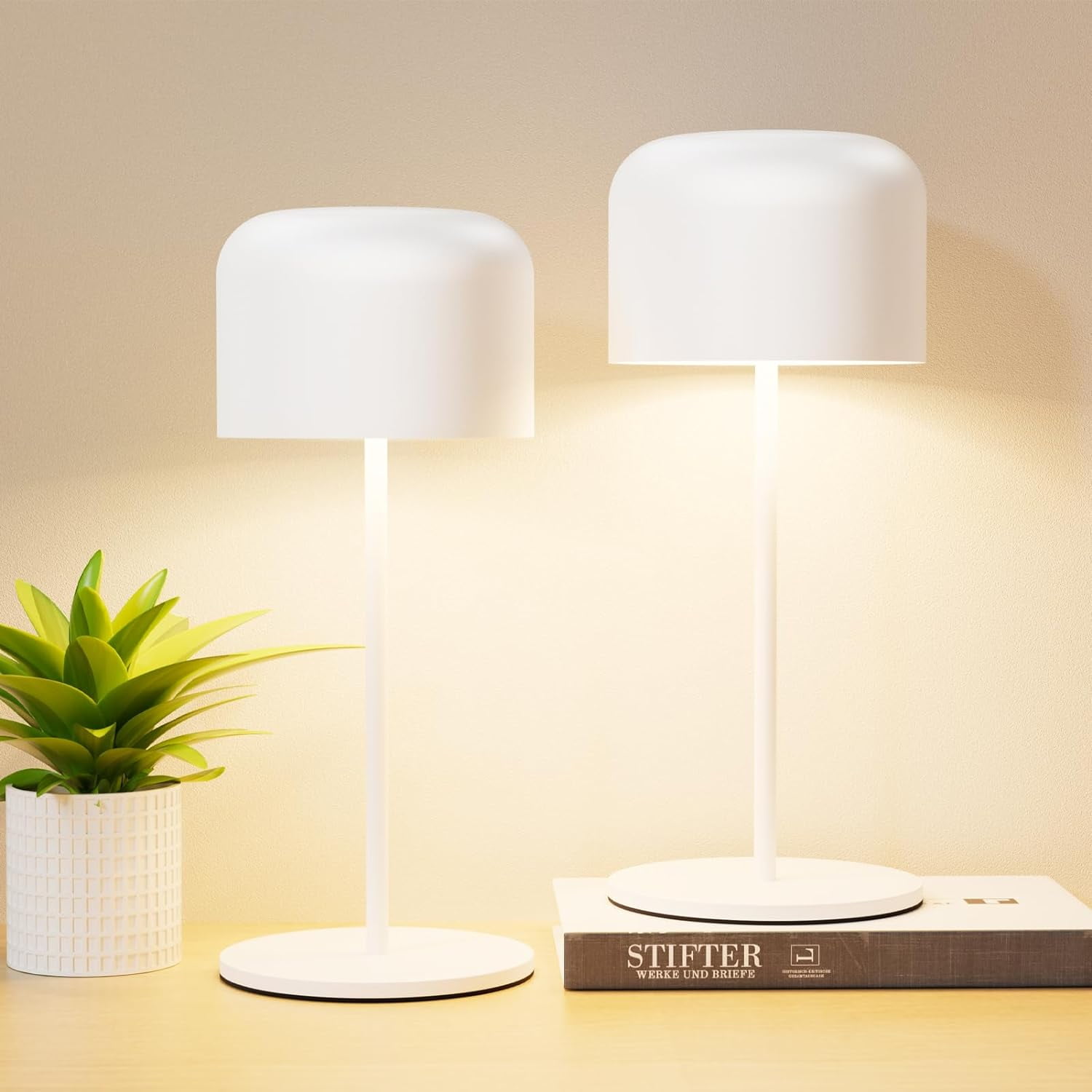 Aocley 2-Pack 5500mAh Battery Operated Rechargeable Led Table Lamps ...