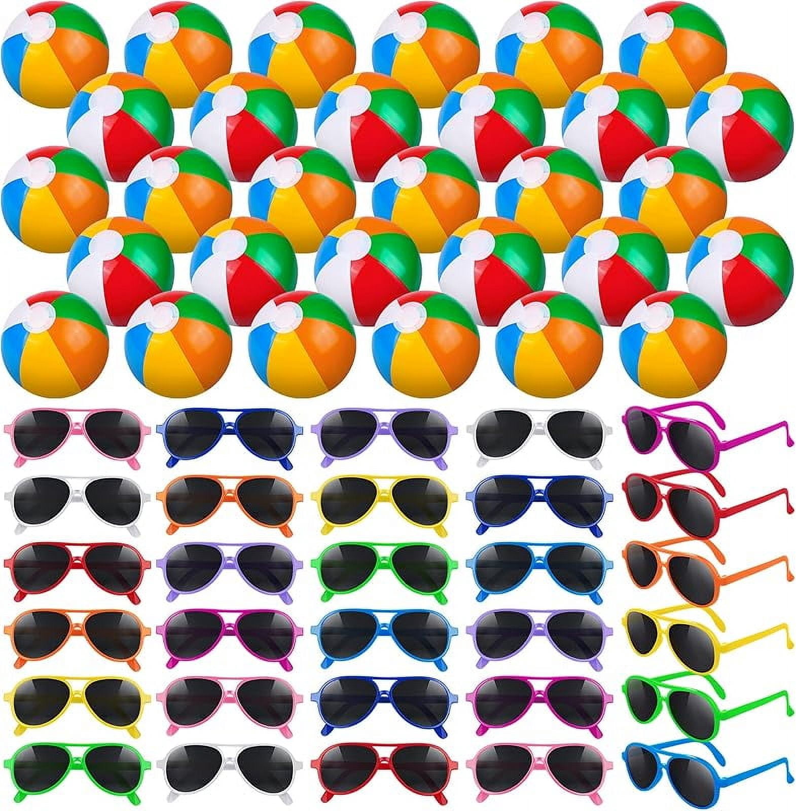 Aodaer 30 Pieces Kids Neon Sunglasses Bulk and 30 Pieces Inflatable ...