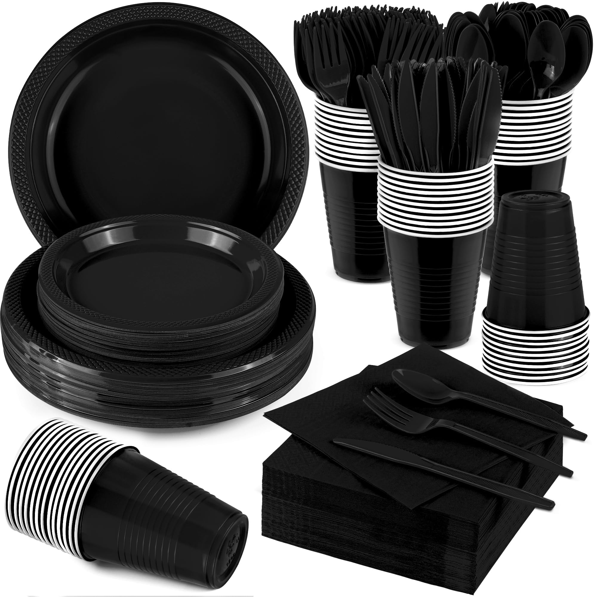 Aodaer 400 Parties, Serve 50 Guests C3 Pieces Black Party Supplies ...