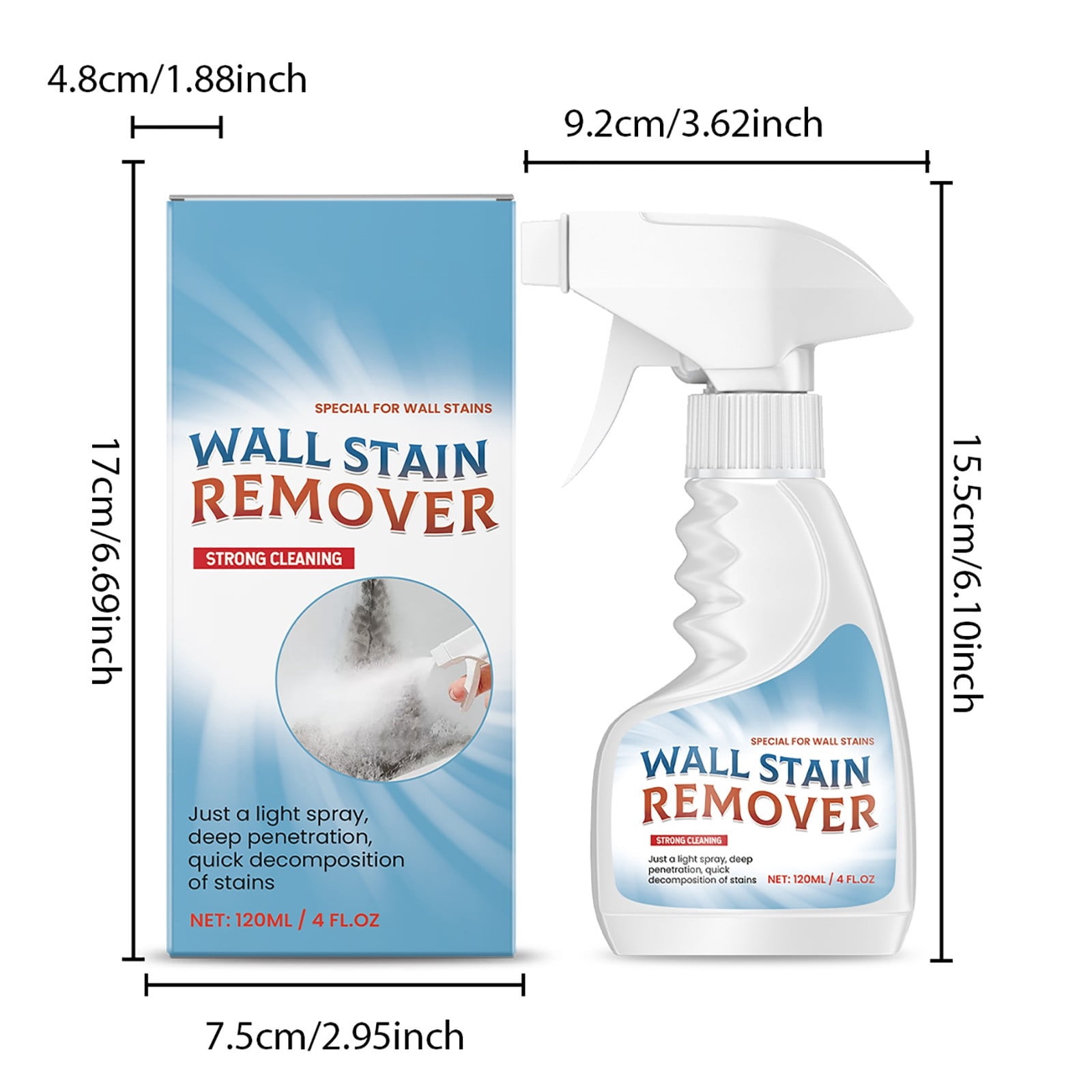 Aodebiao 1 Packs Powerful Wall Stain Remover Spray Deep Cleaner for ...
