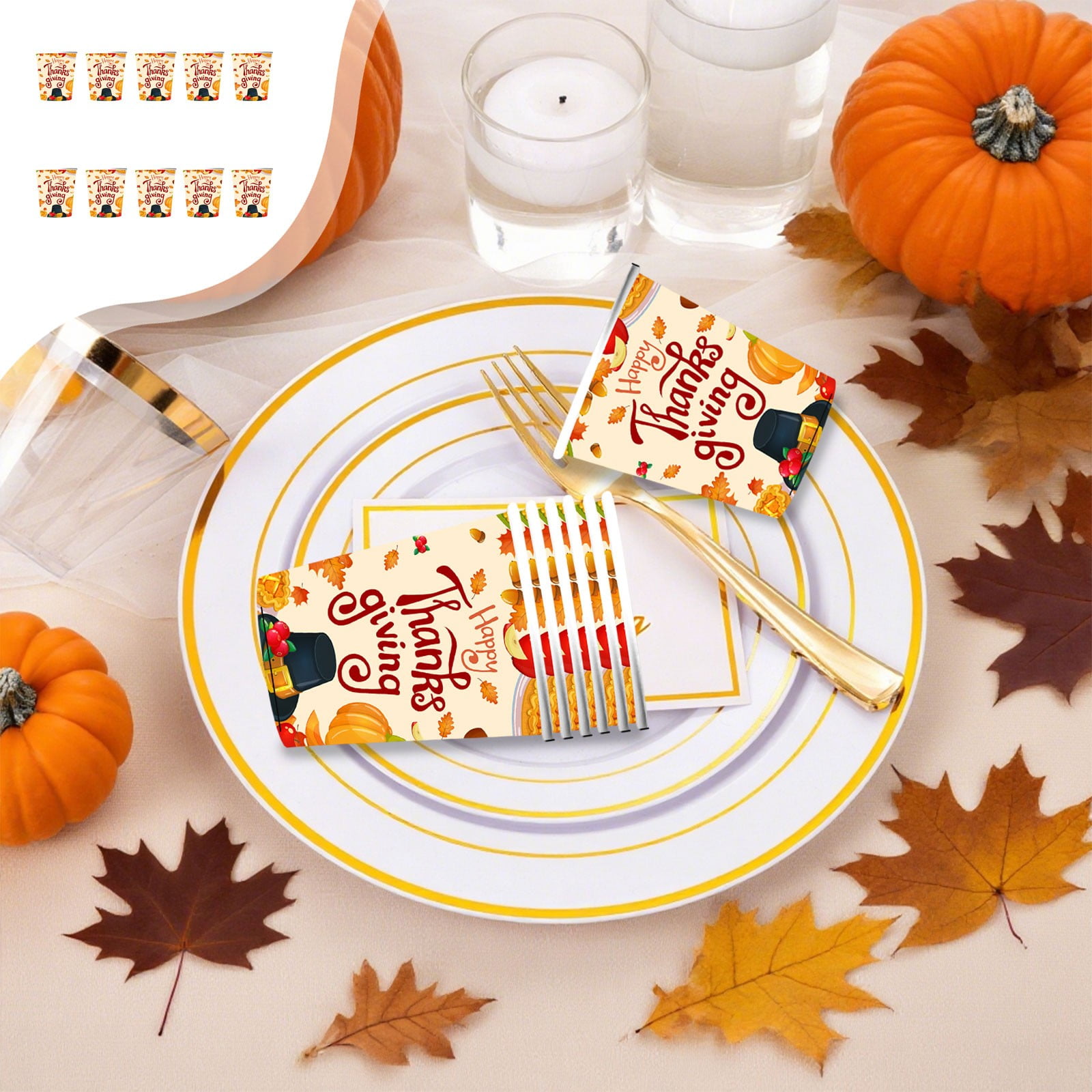 Aodebiao 10-Pack Thanksgiving Paper Cups 3.3oz - Fall Harvest ...