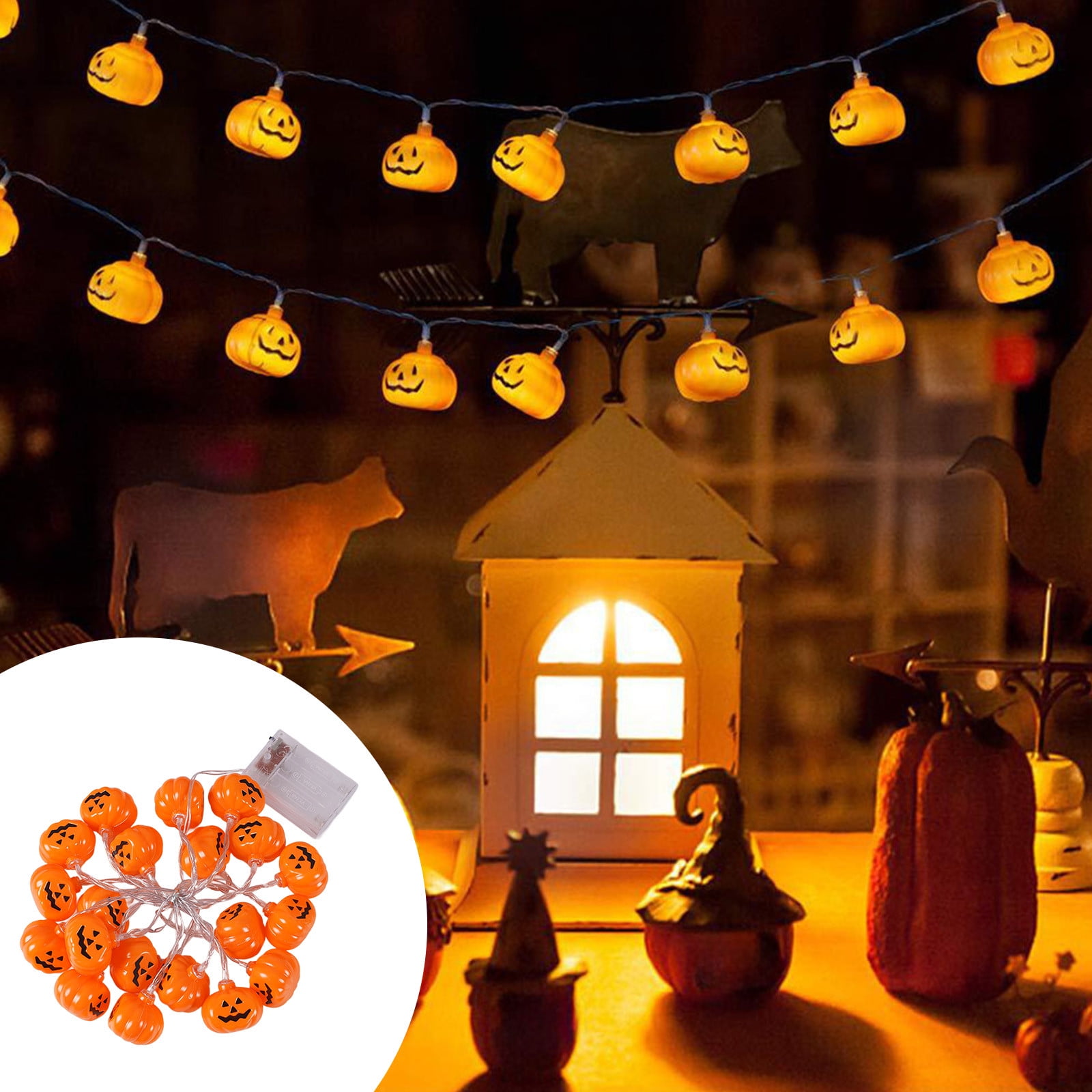 Aodebiao 118in LED Pumpkin String Lights Halloween Decorations Indoor Outdoor Party Garland for ...