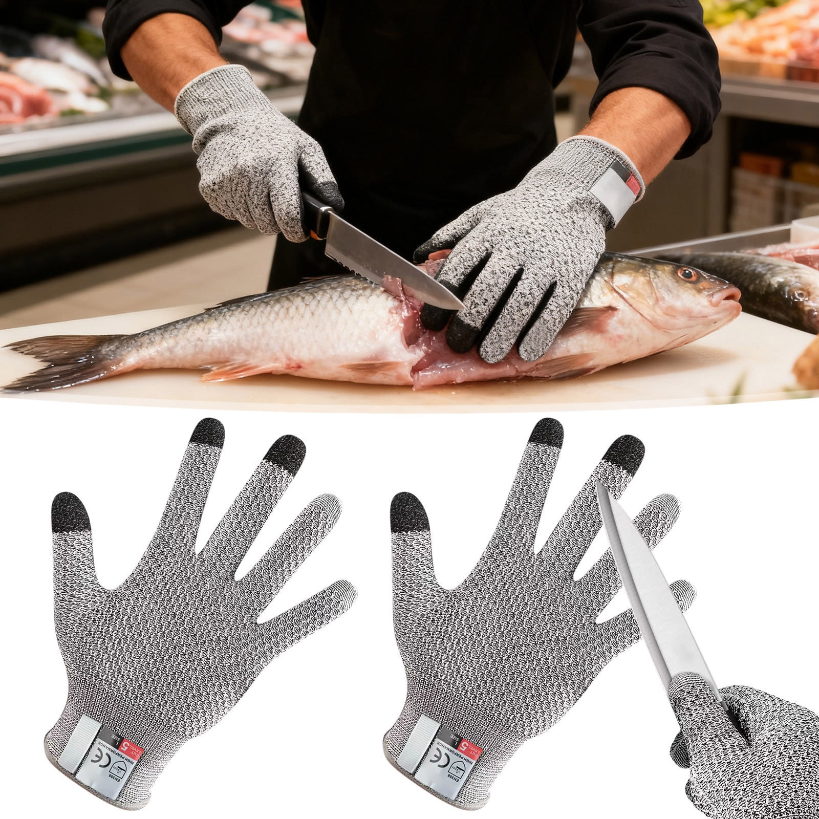Aodebiao 3 Packs Cut Resistant Gloves Level 5 Maximum Protection Food ...