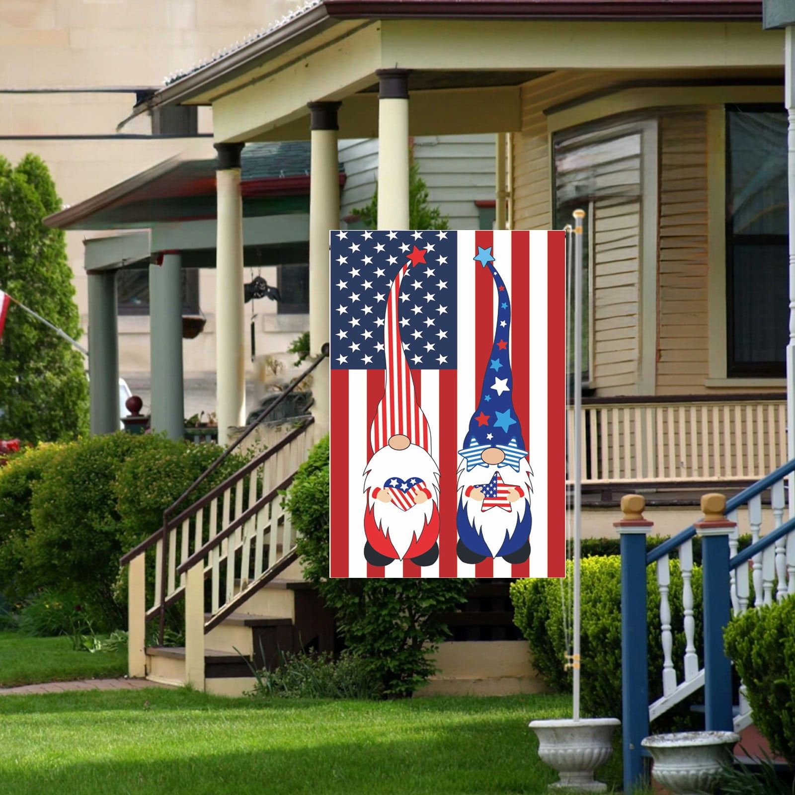 Aodebiao 4th of July Patriotic Garden Flag 12x18 , Small Burlap Flowers ...