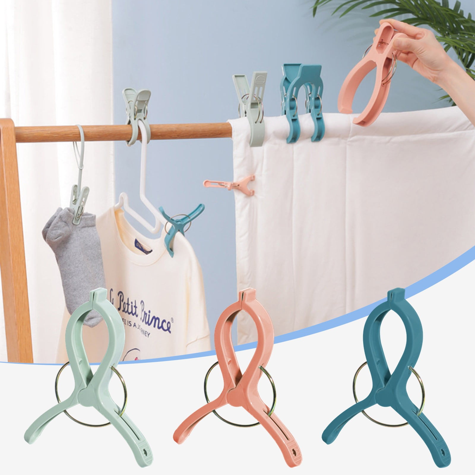 Aodebiao Beach Towel Clip, 8 PCS Cloth Pins, Quilt Drying Clip, Plastic ...