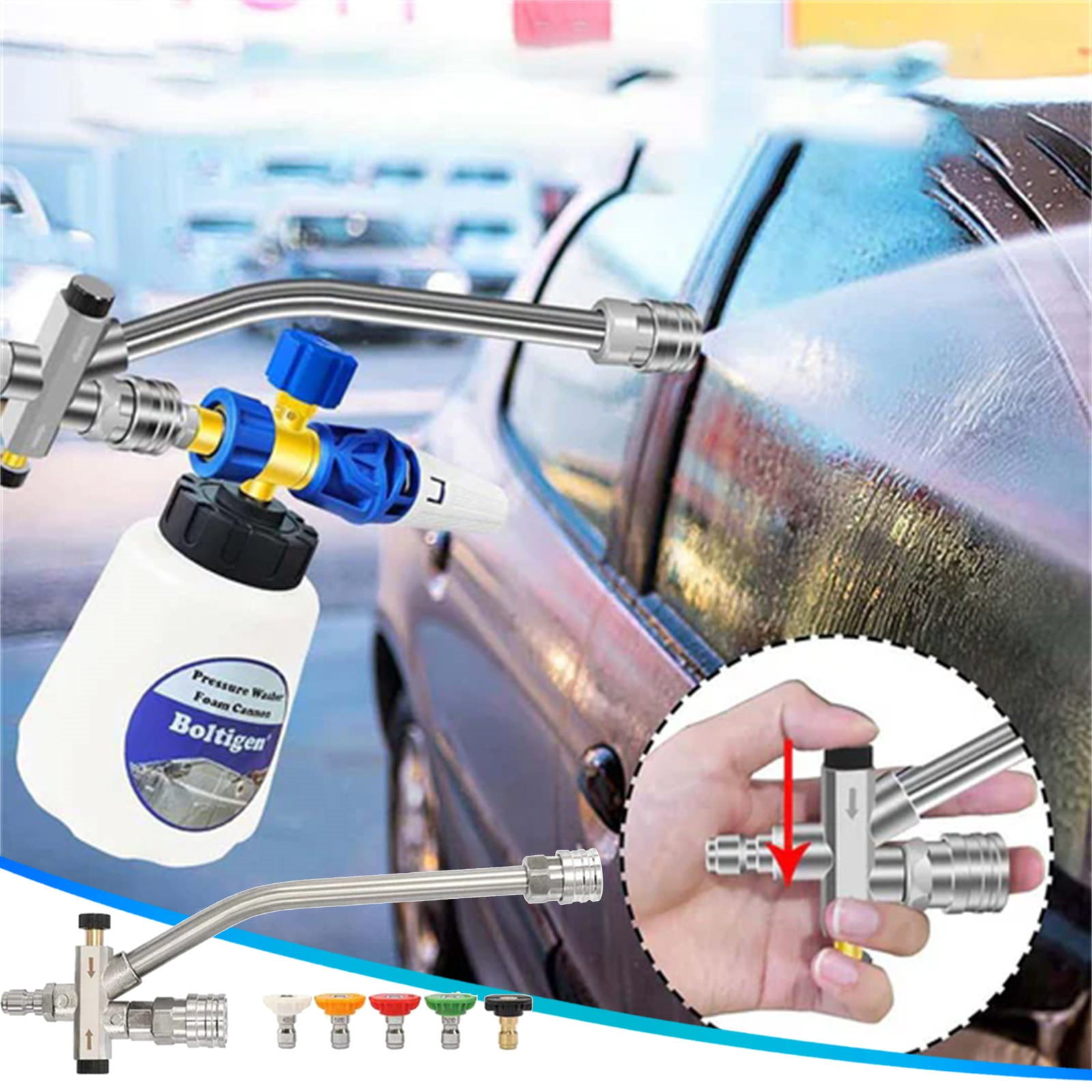 Aodebiao Car Wash Water Head – Multifunctional Stainless Steel 1/4-Inch ...