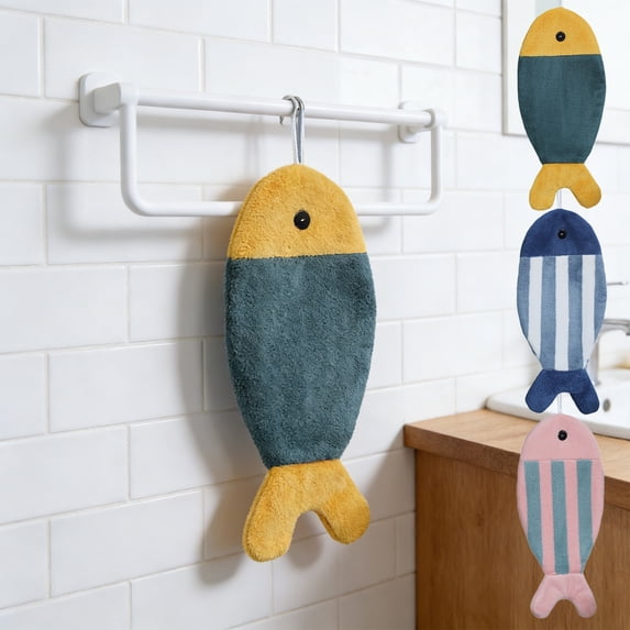Aodebiao Chenille Hand Towels - Cute Fish Design Hanging Hand Drying ...