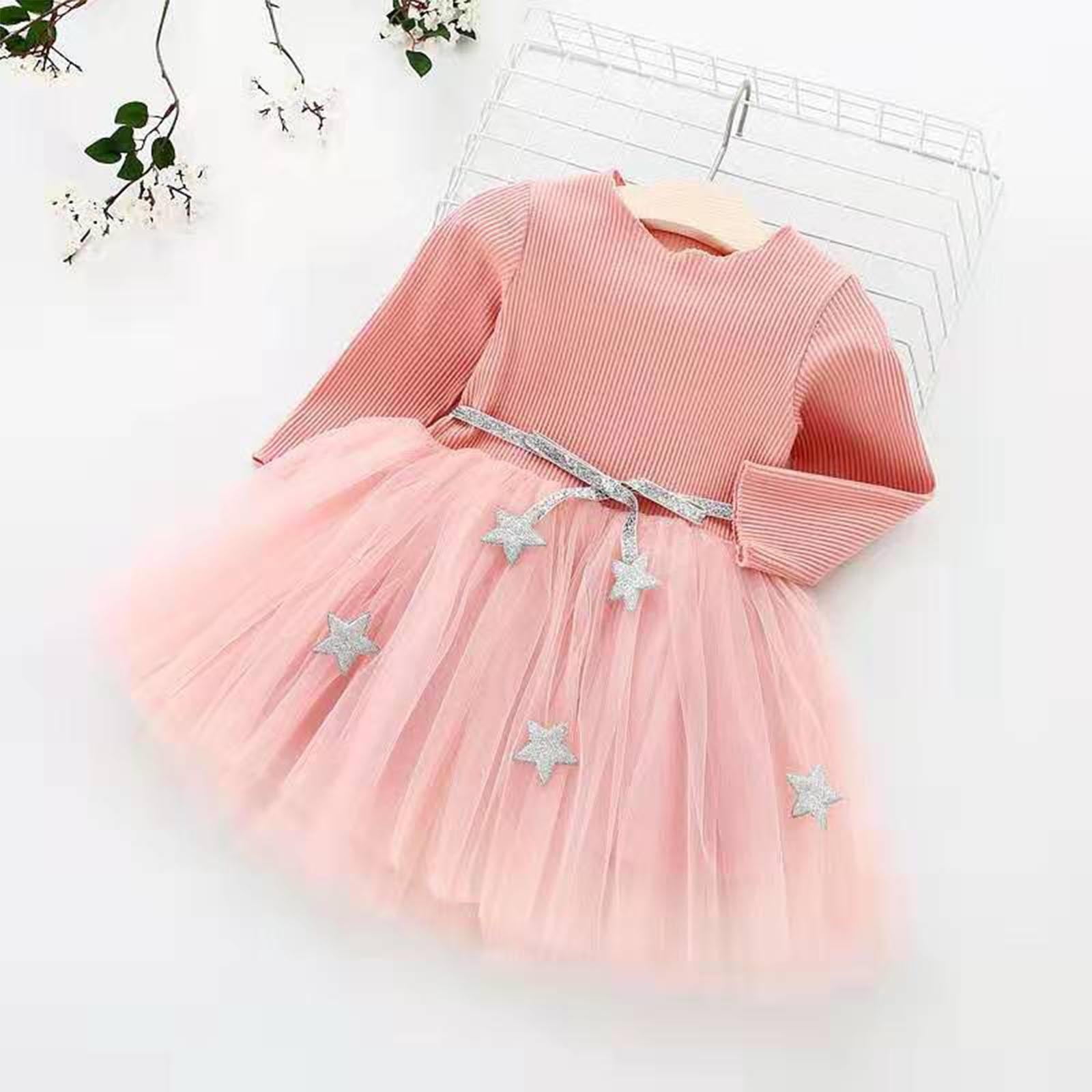 Aodebiao Kids Clothes, 2024 Cute Long Bow Skirt Round Sleeved Dress ...