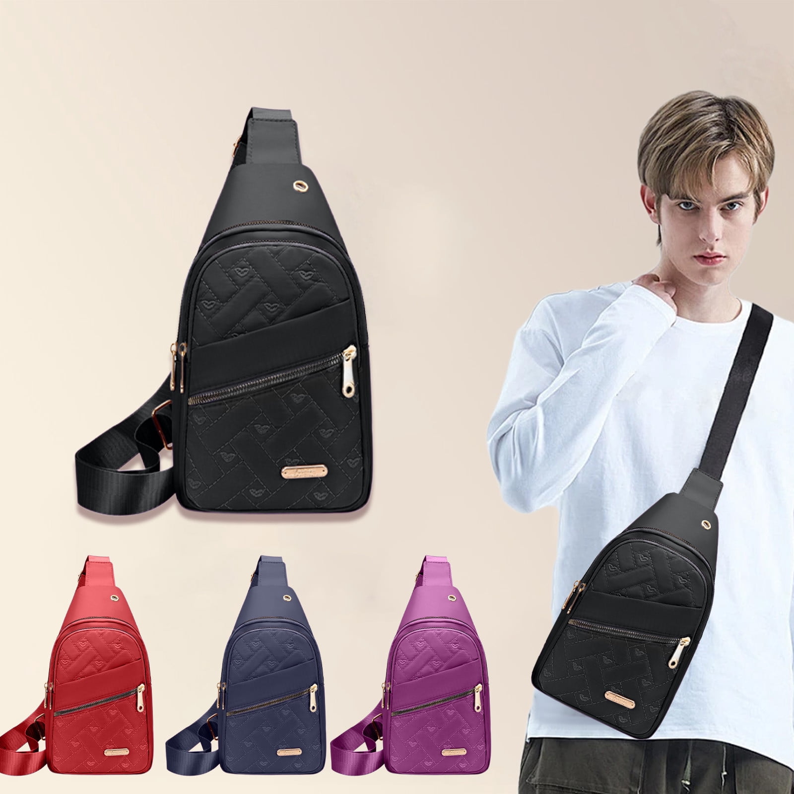 Aodebiao Compact Polyester Sling Bag for Men Women, Lightweight Chest ...