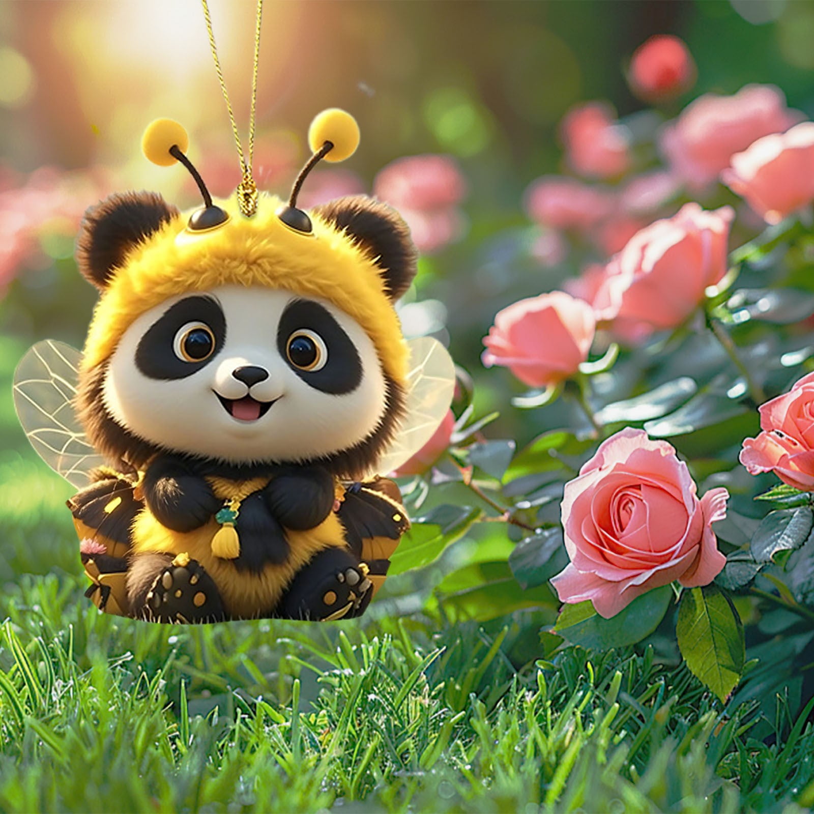 Aodebiao Cute Bee Car Hanging Ornament Acrylic Cartoon Bumblebee ...