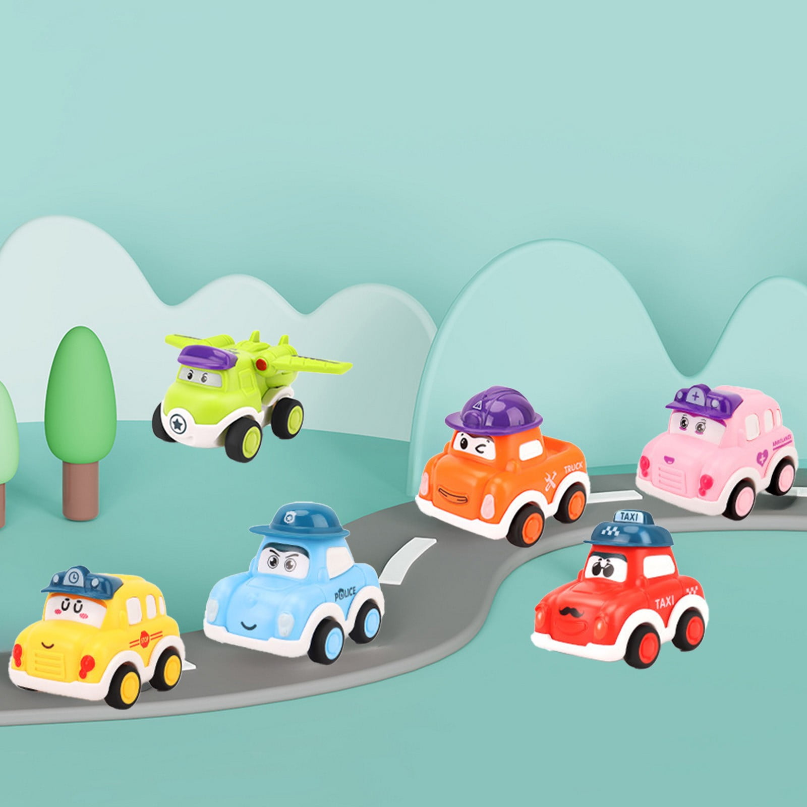 Aodebiao Dinosaur Macaron Pull Back Cars Friction Powered Toy Vehicles ...